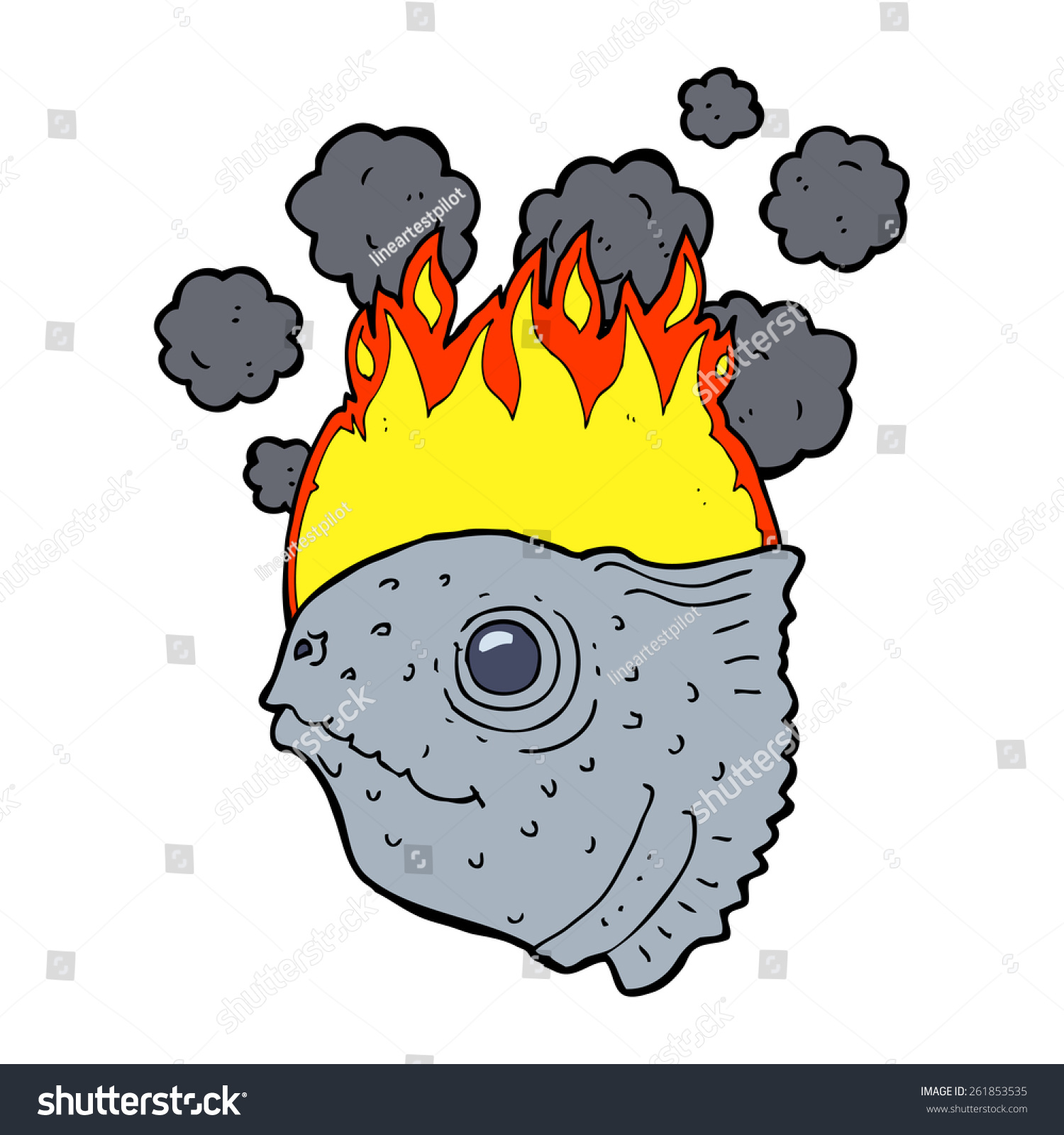 Cartoon Burnt Fish Head Stock Vector (Royalty Free) 261853535 ...