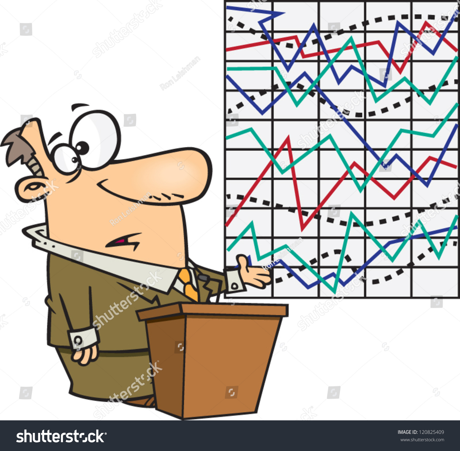 Cartoon Business Man Presenting Confusing Chart 스톡 벡터(로열티 프리) 120825409 ...