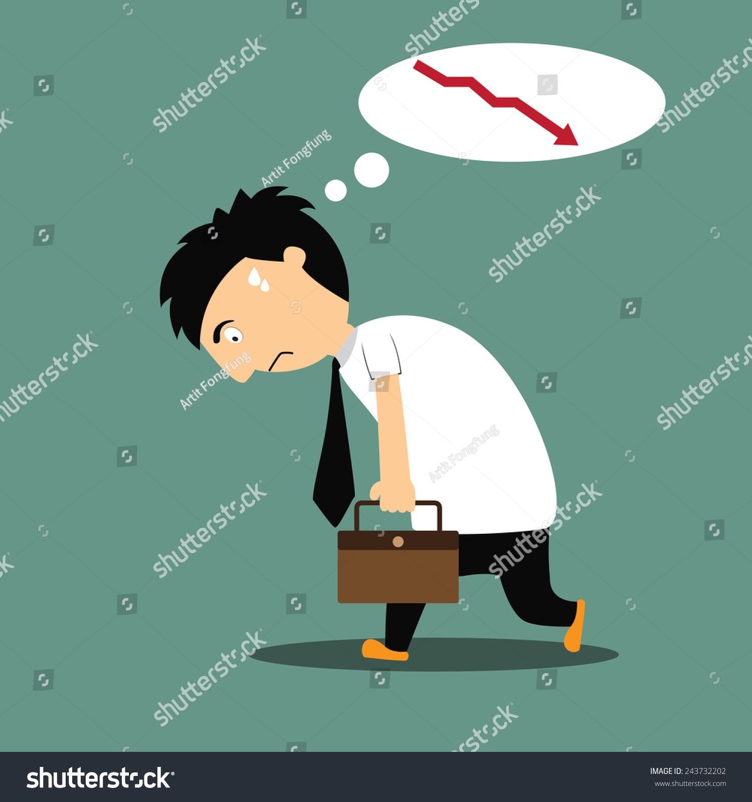 Cartoon Businessman Fail Surrender Vector Illustration Stock Vector ...