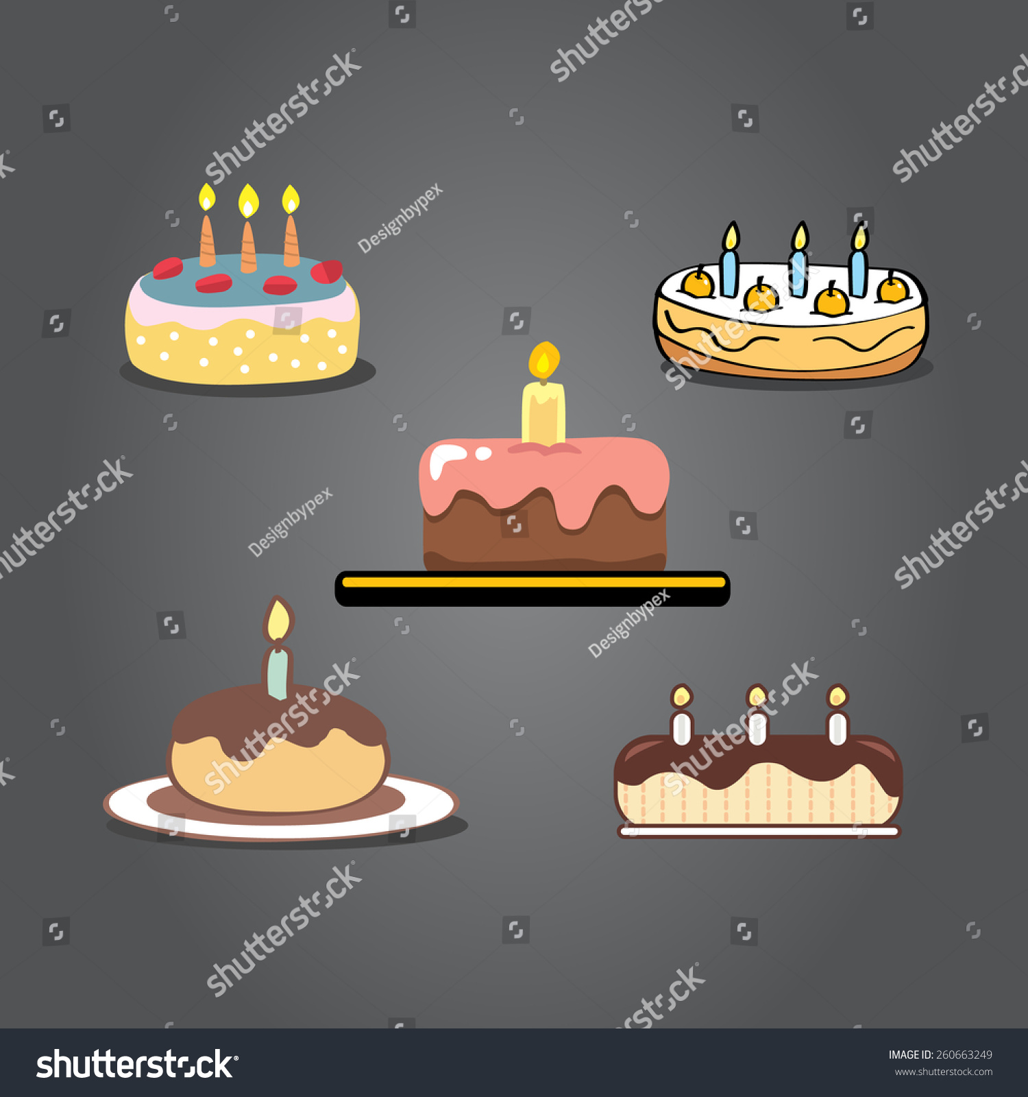 Cartoon Cake Vector Stock Vector (Royalty Free) 260663249 | Shutterstock
