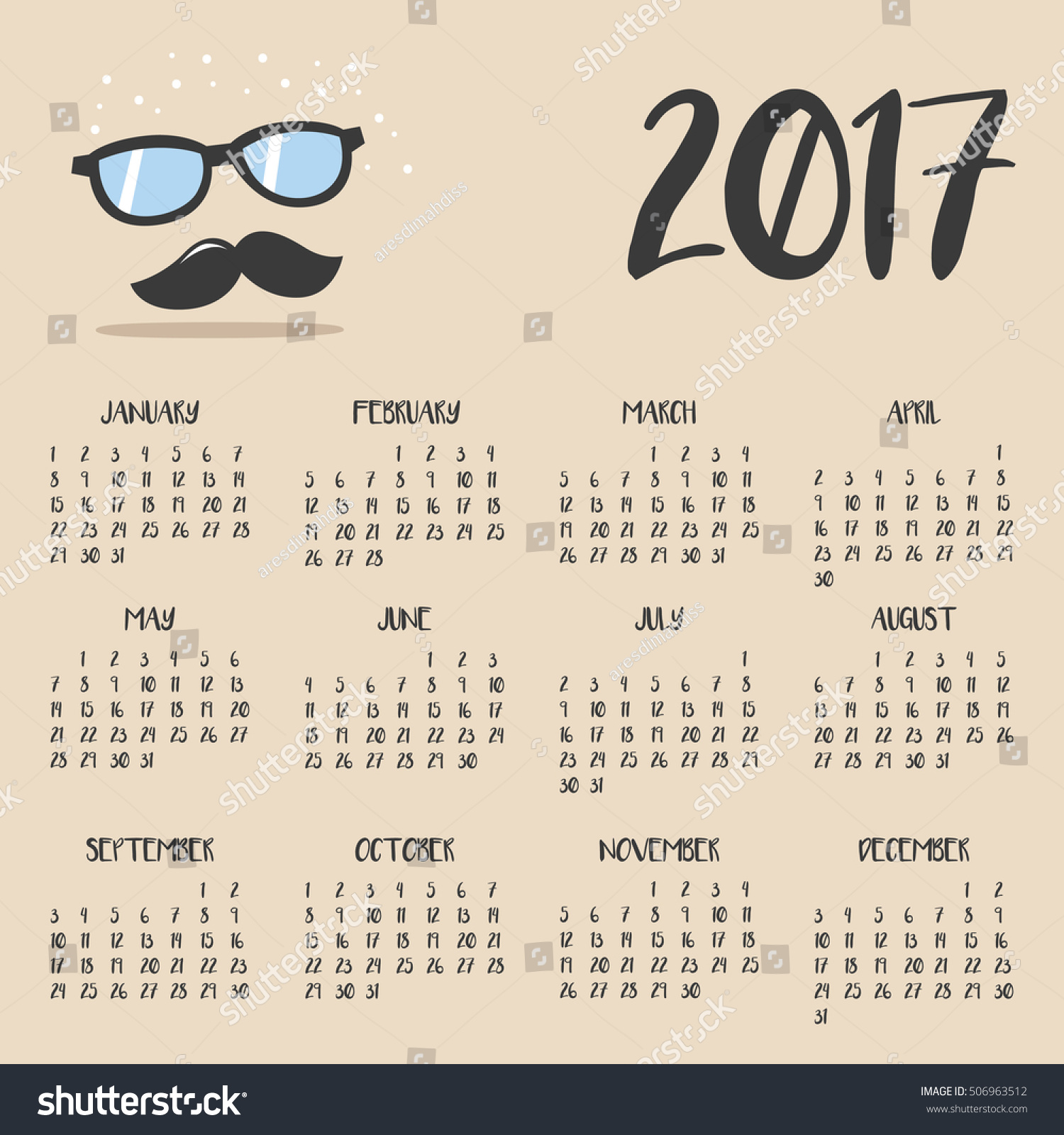 Cartoon Calendar Template: vector de stock (libre de regalías ...