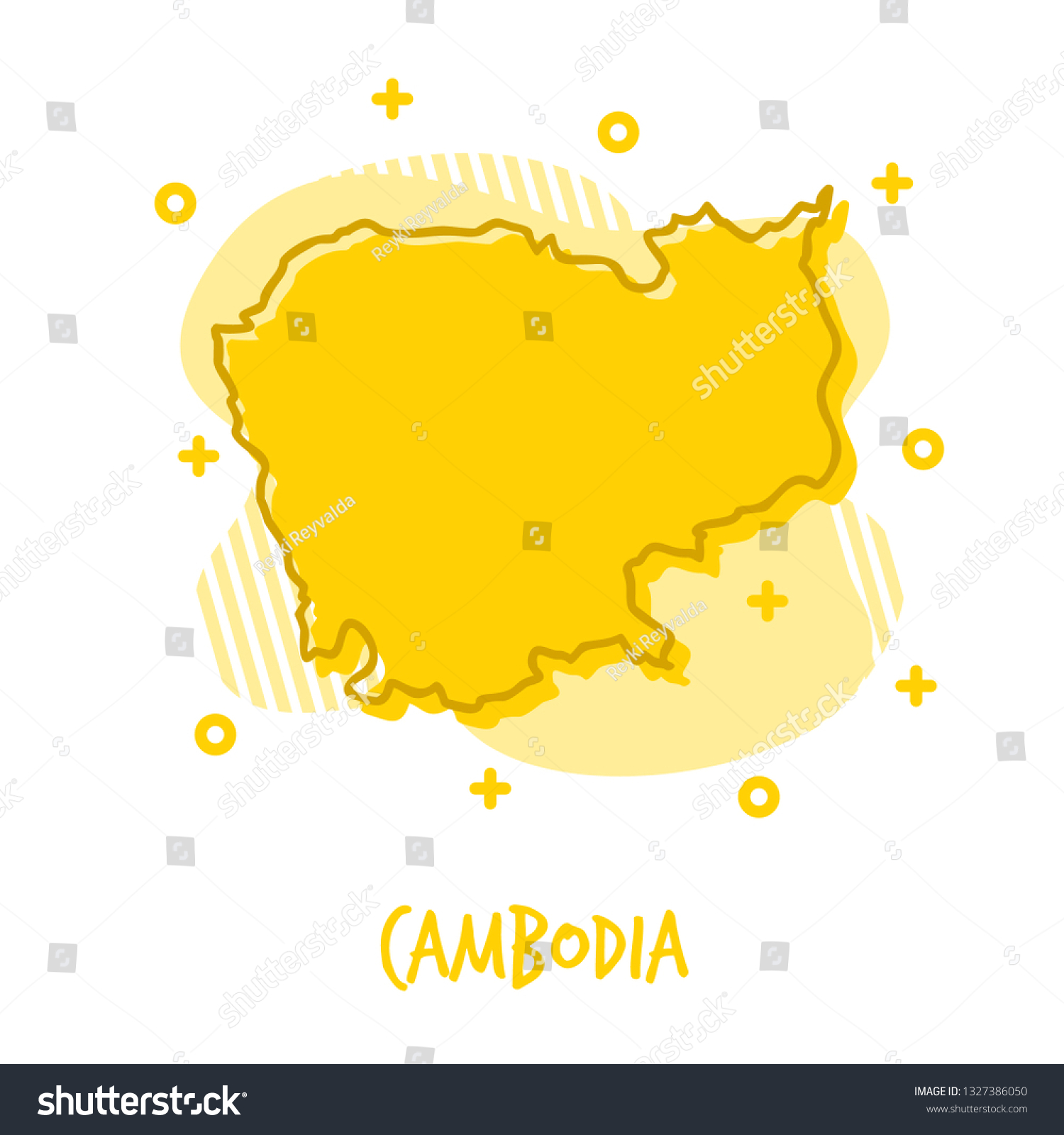 Cartoon Cambodia Map Stock Vector (Royalty Free) 1327386050