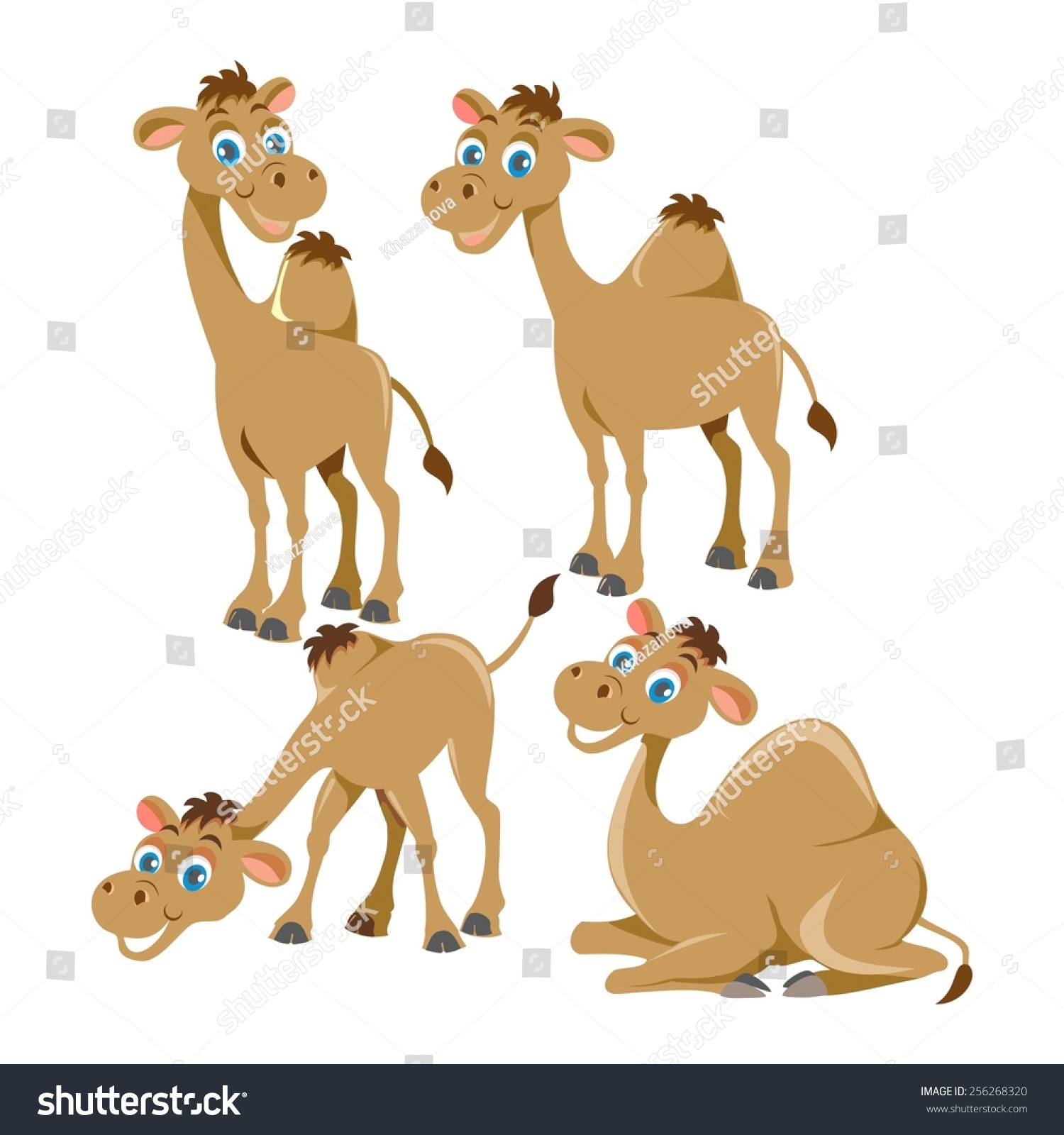 Cartoon Camels: เวกเตอร์สต็อก (ปลอดค่าลิขสิทธิ์) 256268320