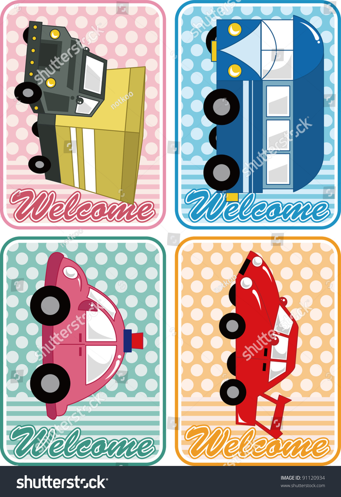 Cartoon Car Card Stock Vector (Royalty Free) 91120934