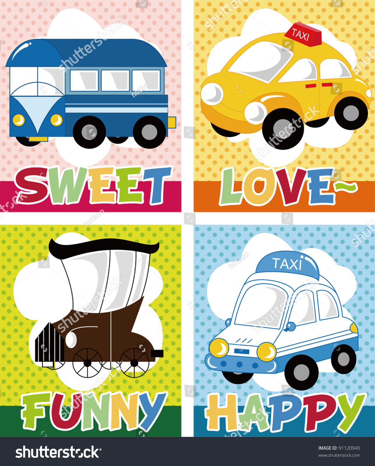 Cartoon Car Card Stock Vector (Royalty Free) 91120940 | Shutterstock