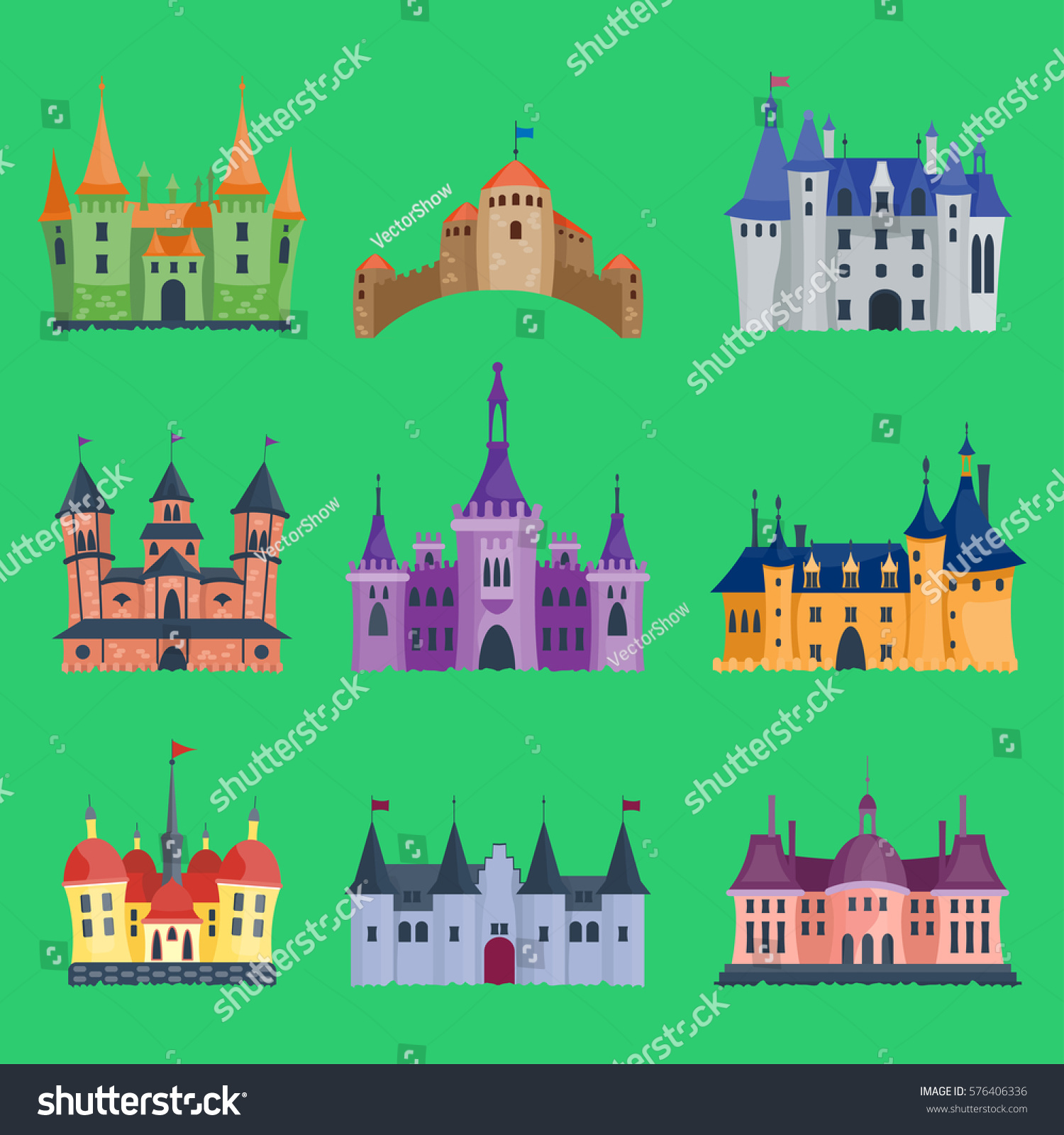 Cartoon Castle Architecture Vector Illustration: vector de stock (libre ...