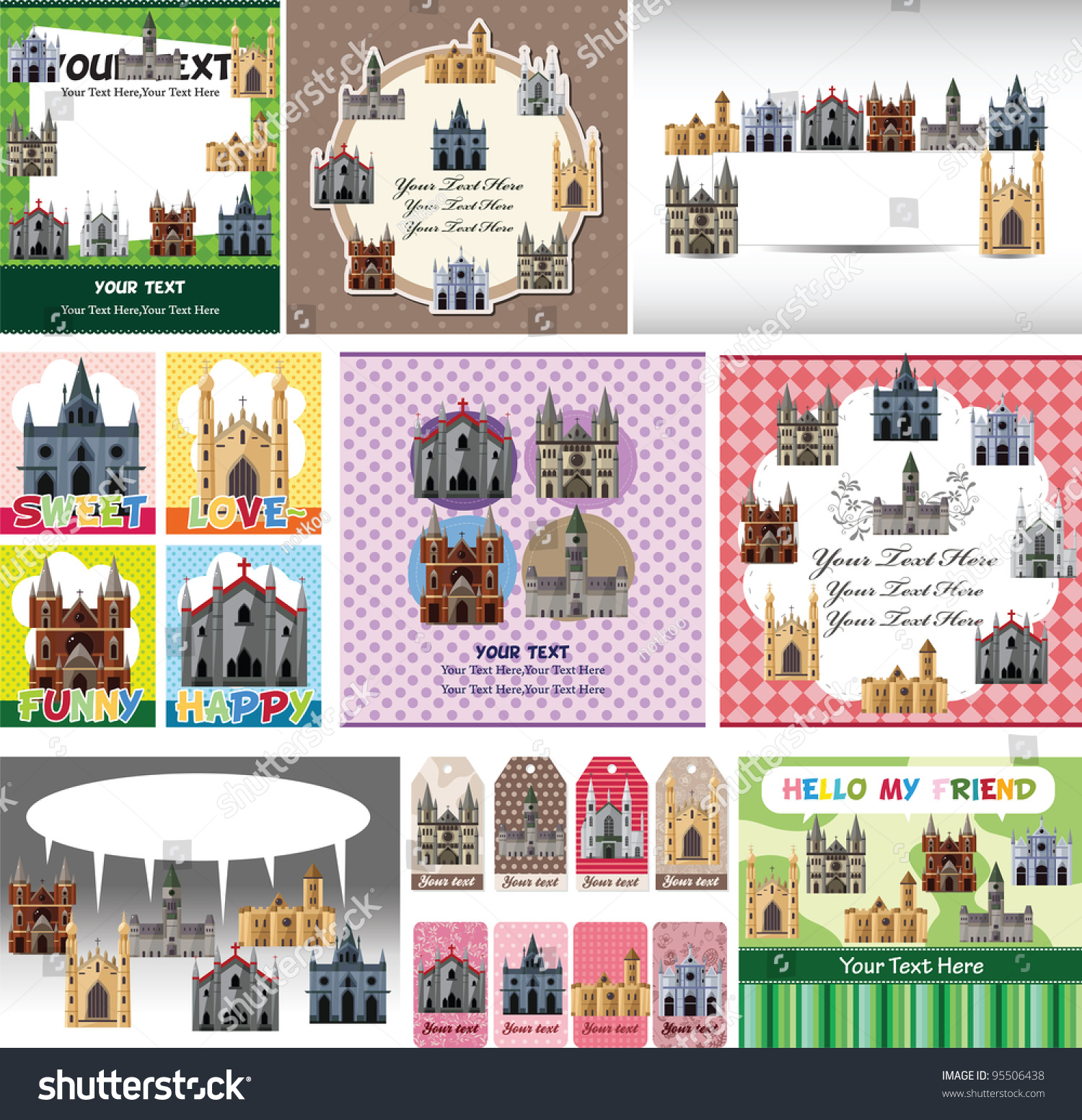 Cartoon Castle Card Stock Vector (Royalty Free) 95506438 | Shutterstock