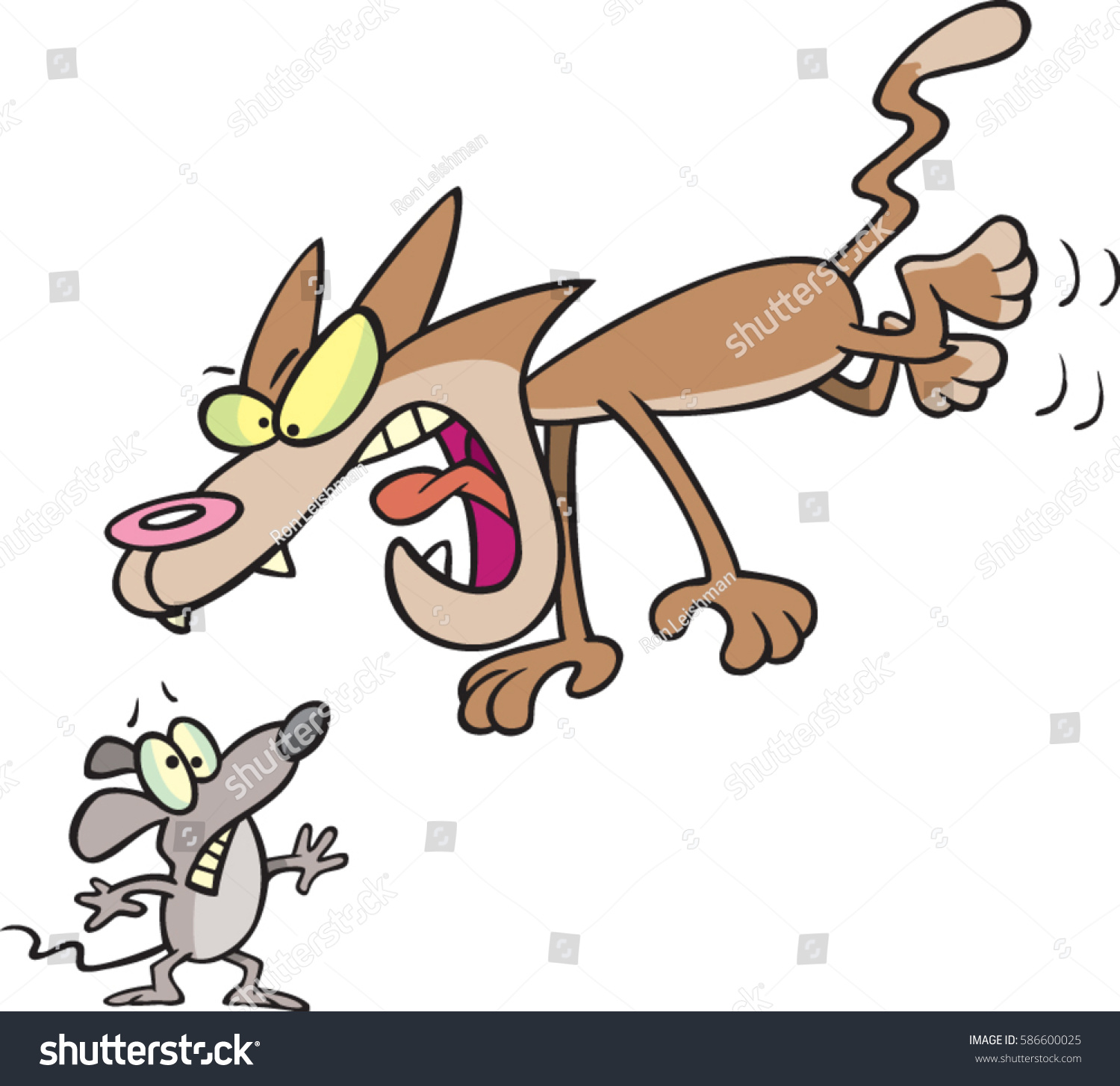 Cartoon Cat Attacking Mouse Stock Vector (Royalty Free) 586600025
