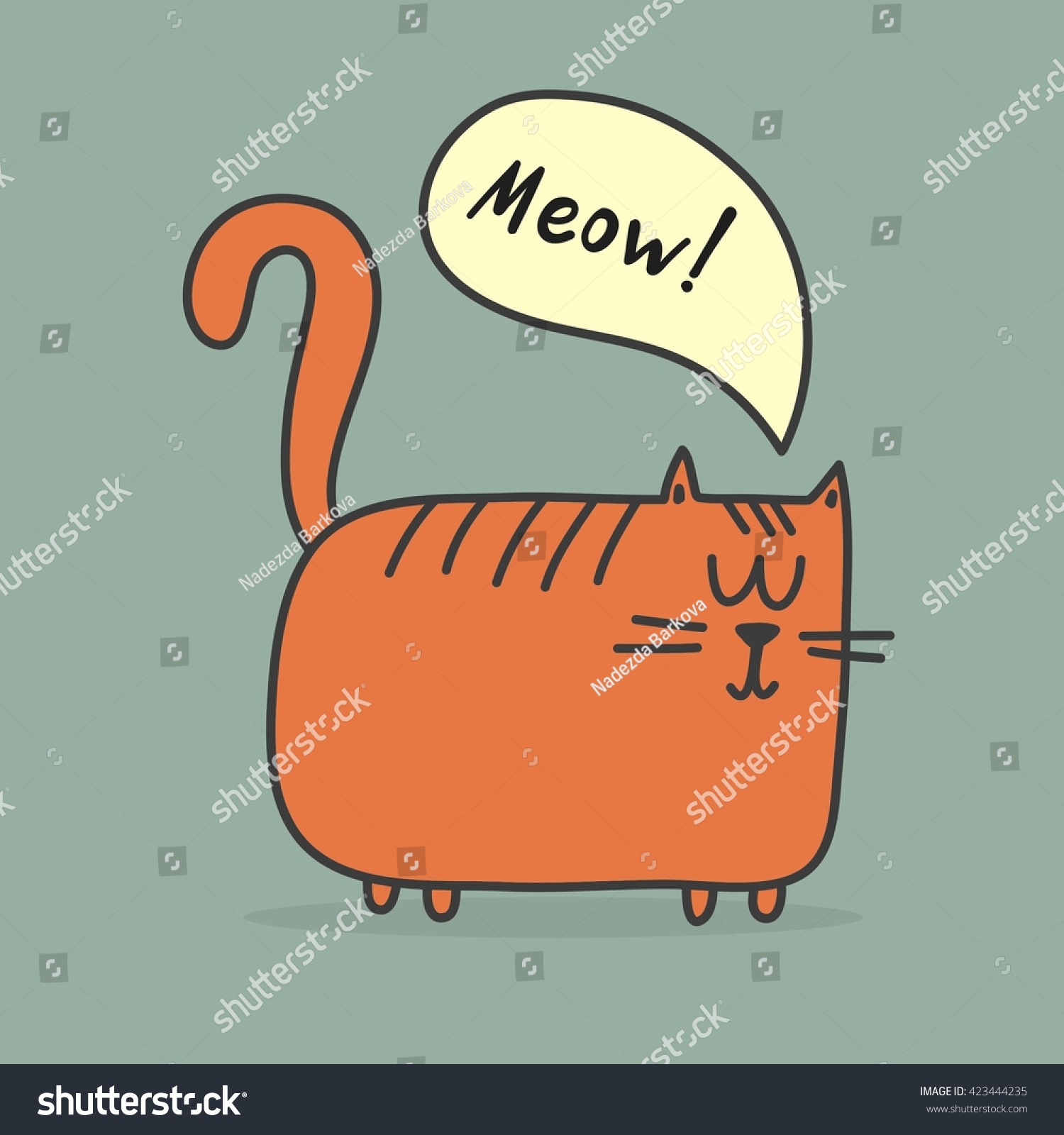 Cartoon Cat Card Stock Vector (Royalty Free) 423444235