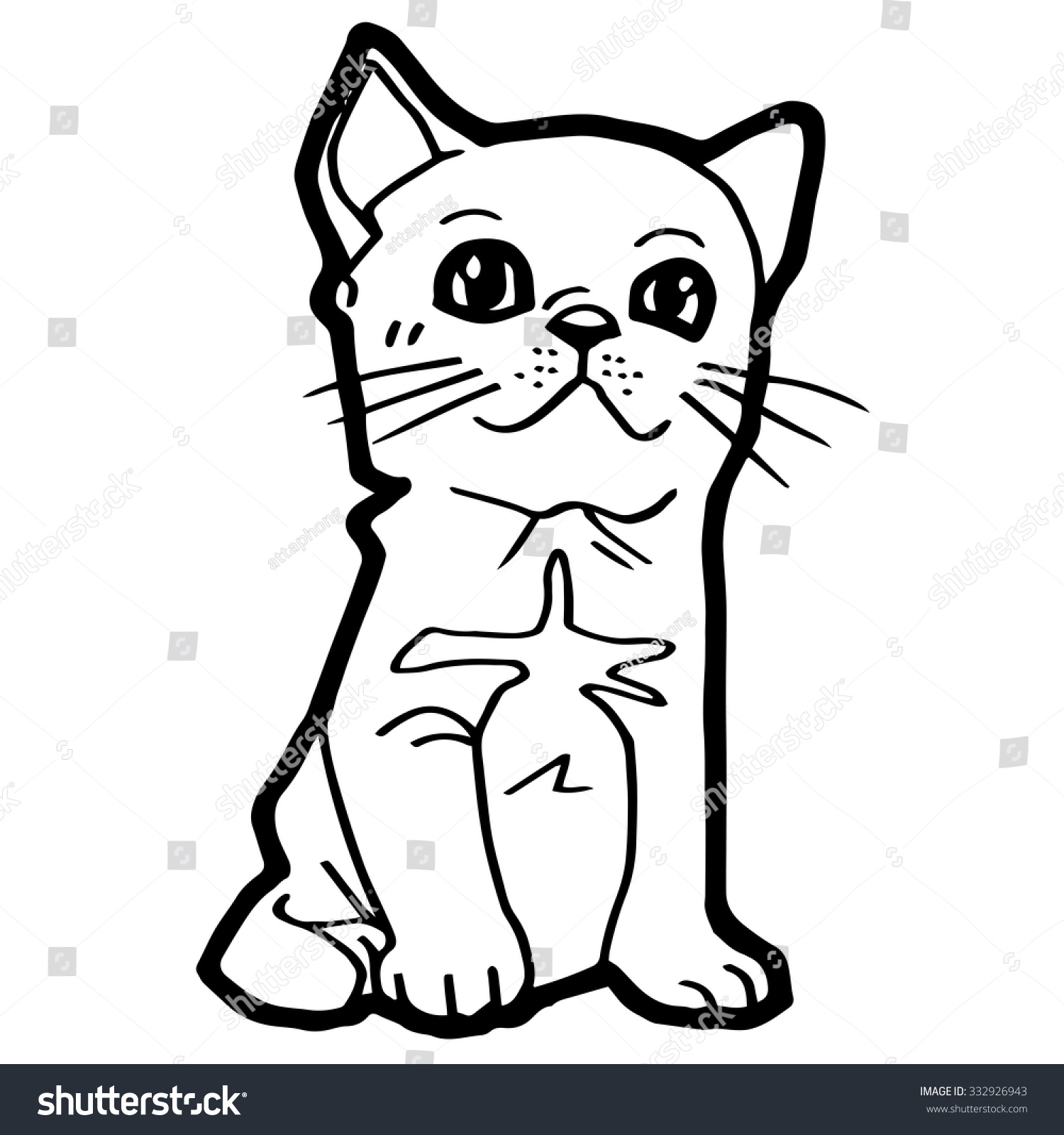 Cartoon Cat Coloring Page Vector: vector de stock (libre de regalías ...