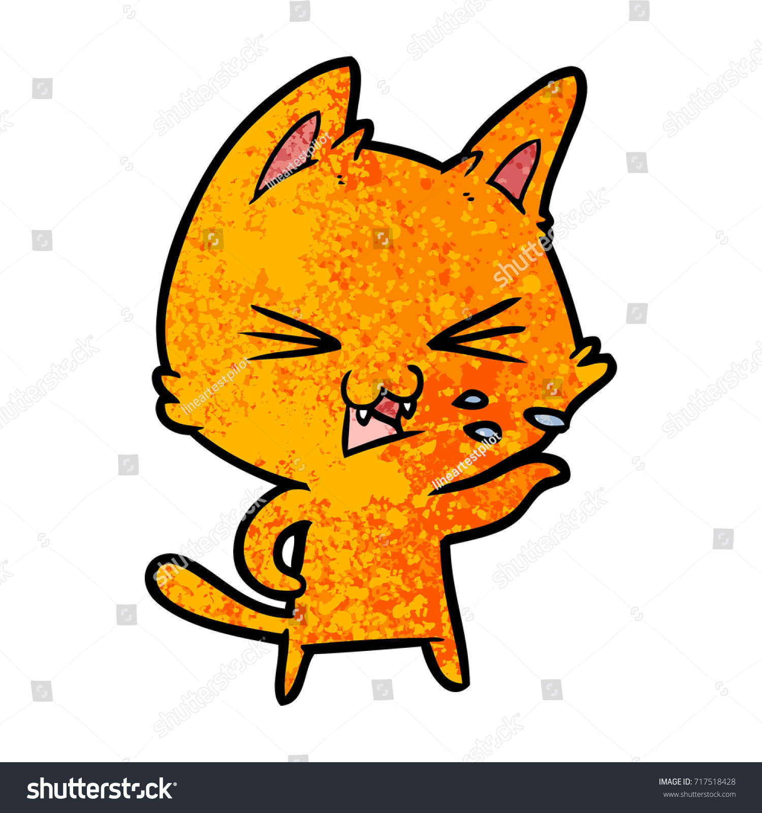 Cartoon Cat Hissing Stock Vector (Royalty Free) 717518428 | Shutterstock