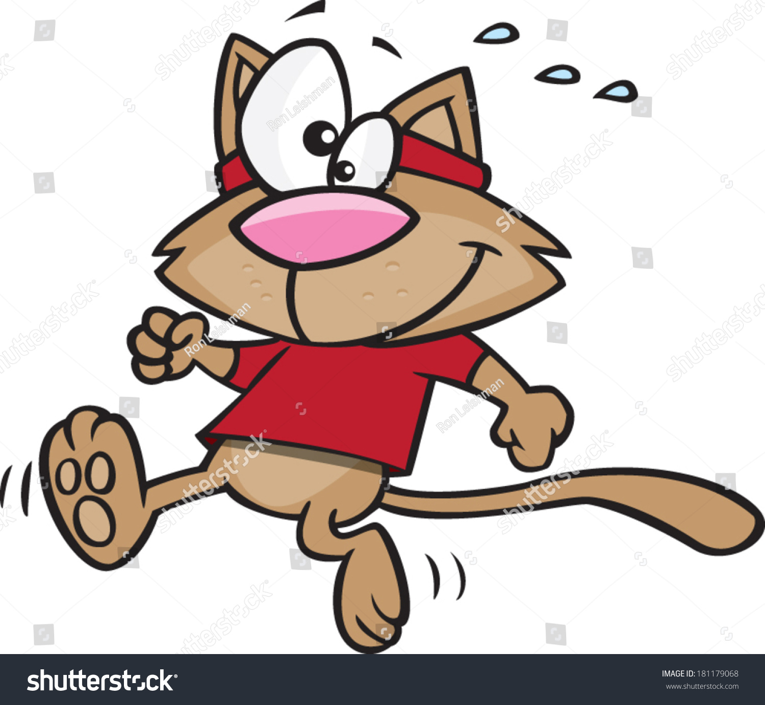 Cartoon Cat Jogging: vector de stock (libre de regalías) 181179068