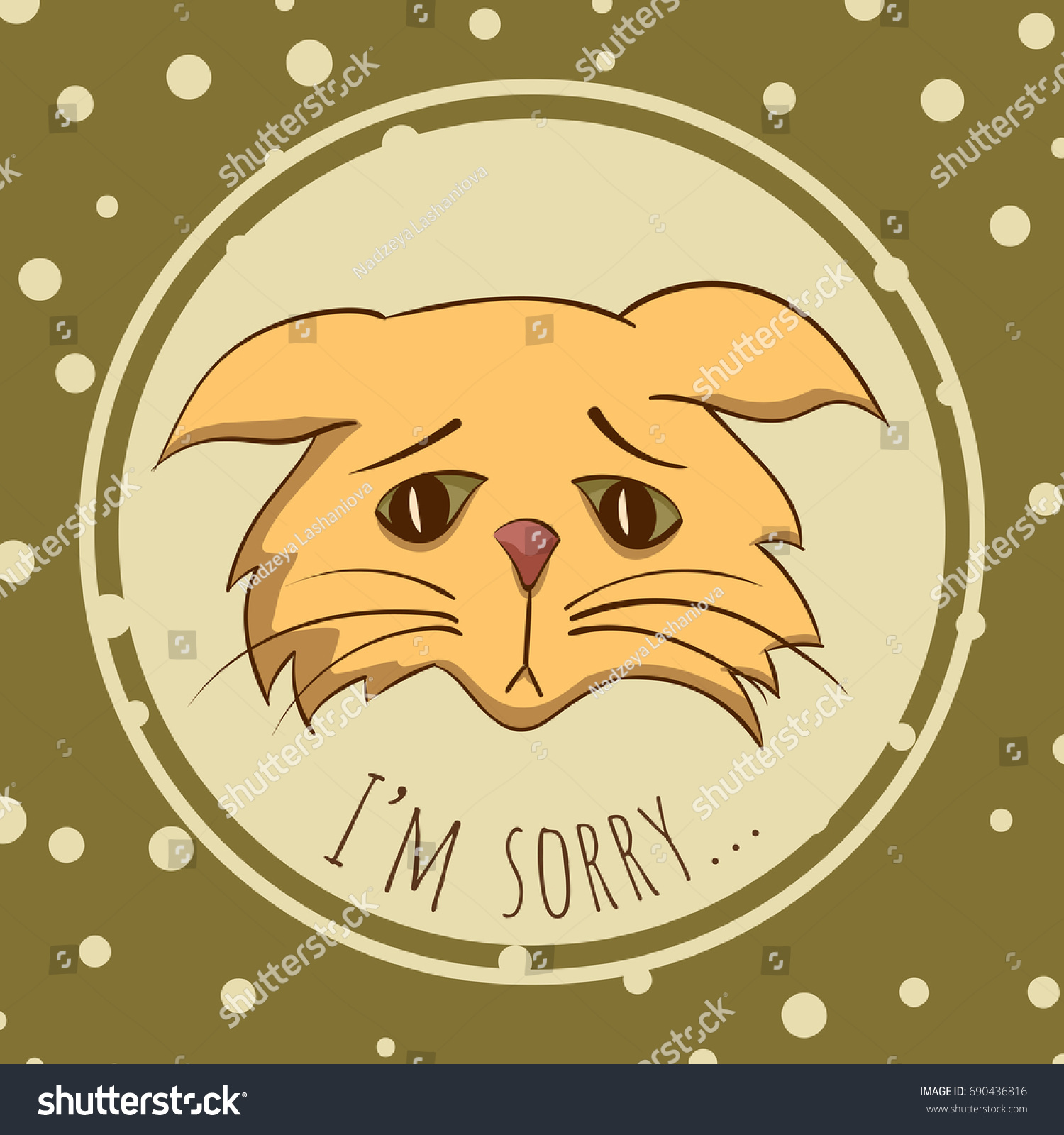 Cartoon Cat Vector Sorry Card: เวกเตอร์สต็อก (ปลอดค่าลิขสิทธิ์ ...