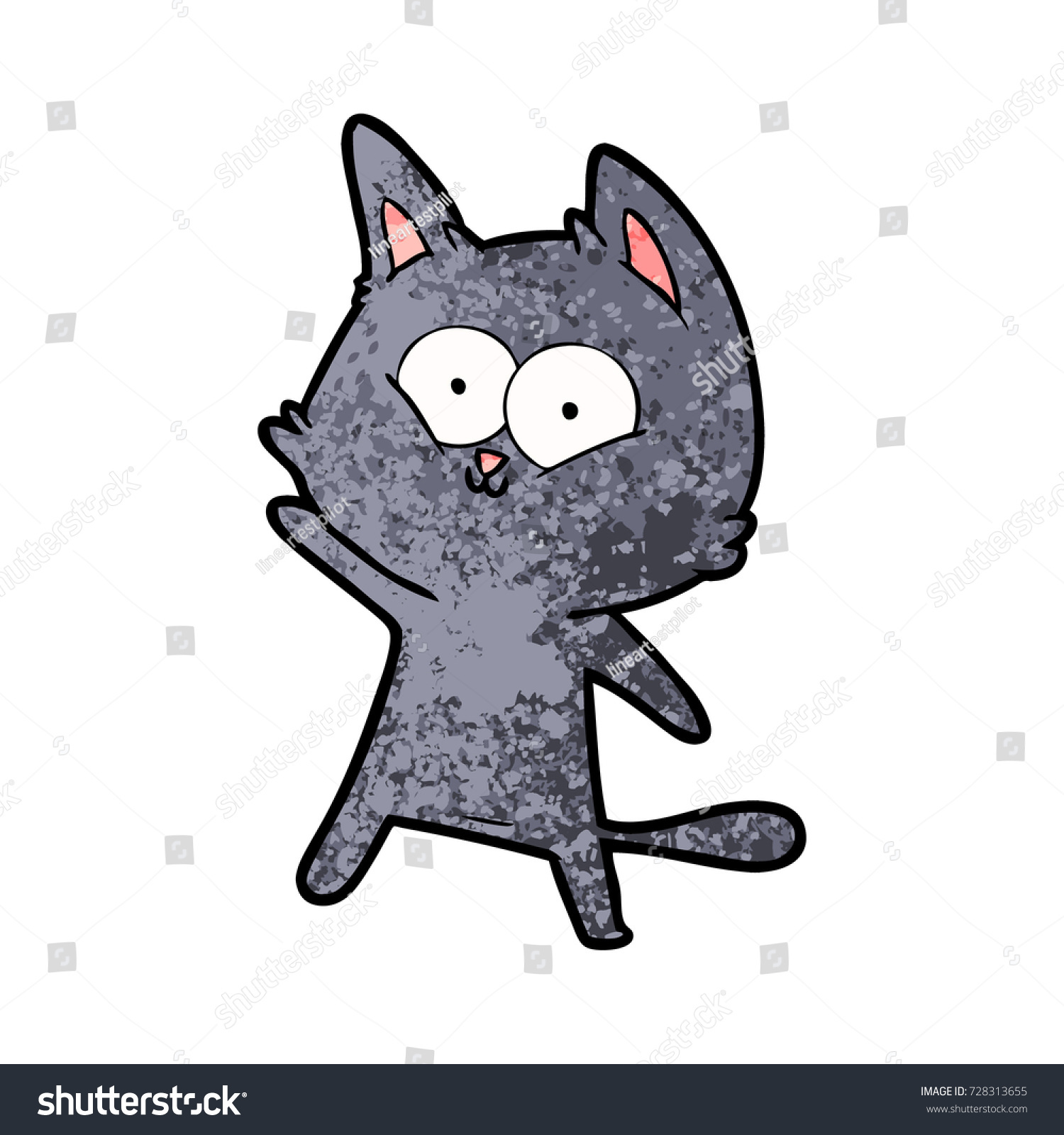 Cartoon Cat Waving Stock Vector (Royalty Free) 728313655 | Shutterstock