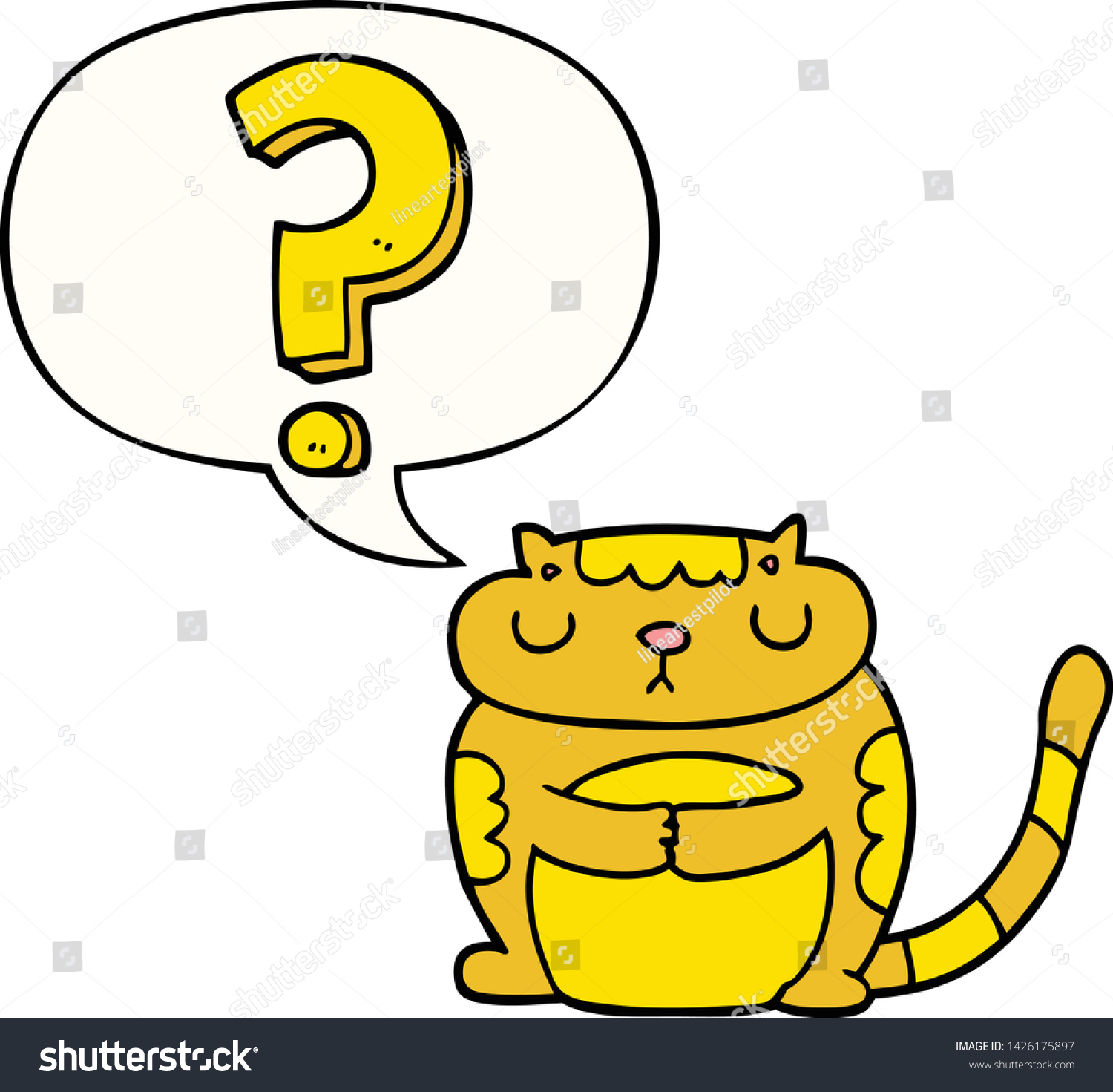 Cartoon Cat Question Mark Speech Bubble Stock-vektor (royaltyfri ...