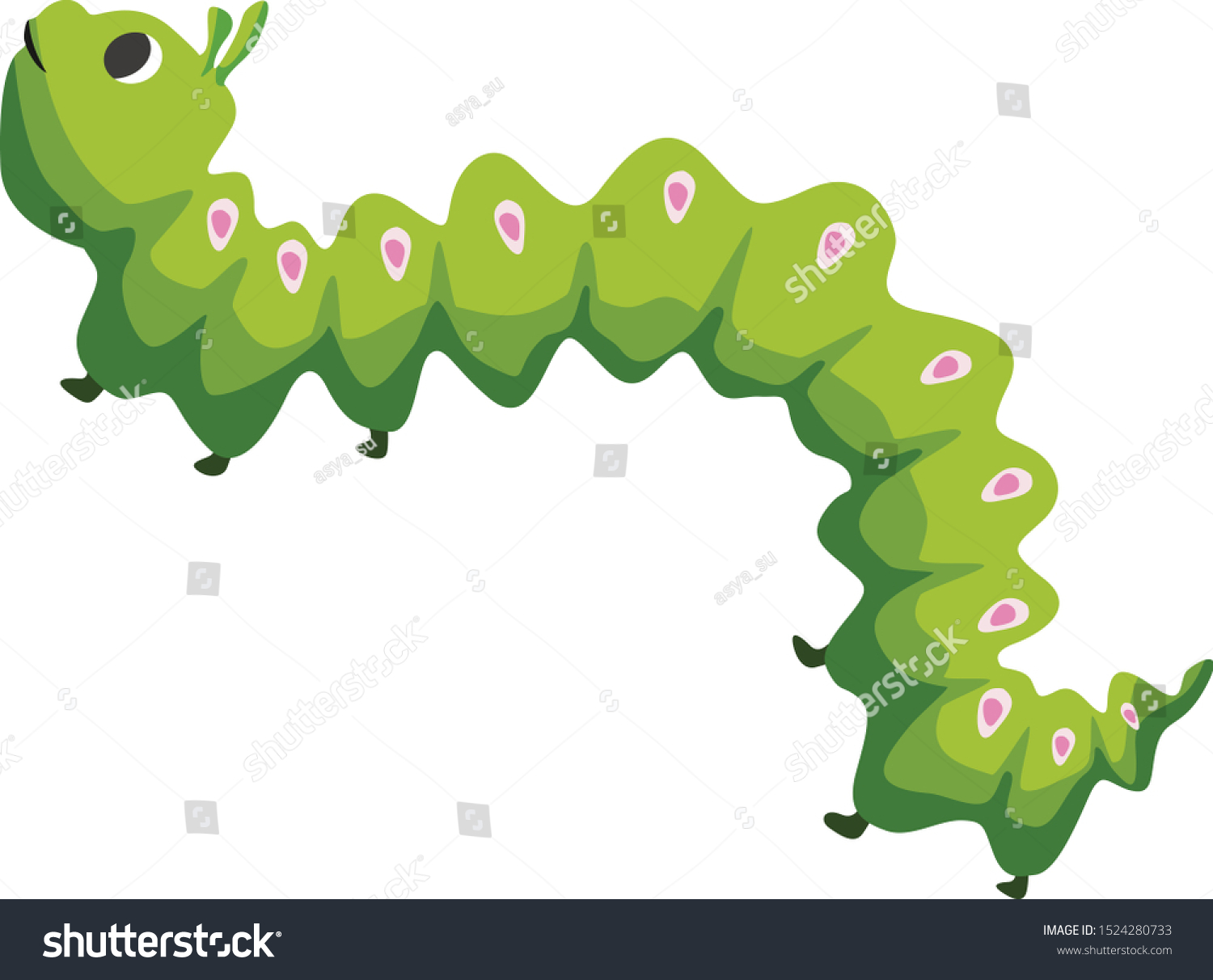 Cartoon Caterpillar Flat Vector Illustration: เวกเตอร์สต็อก (ปลอดค่า ...
