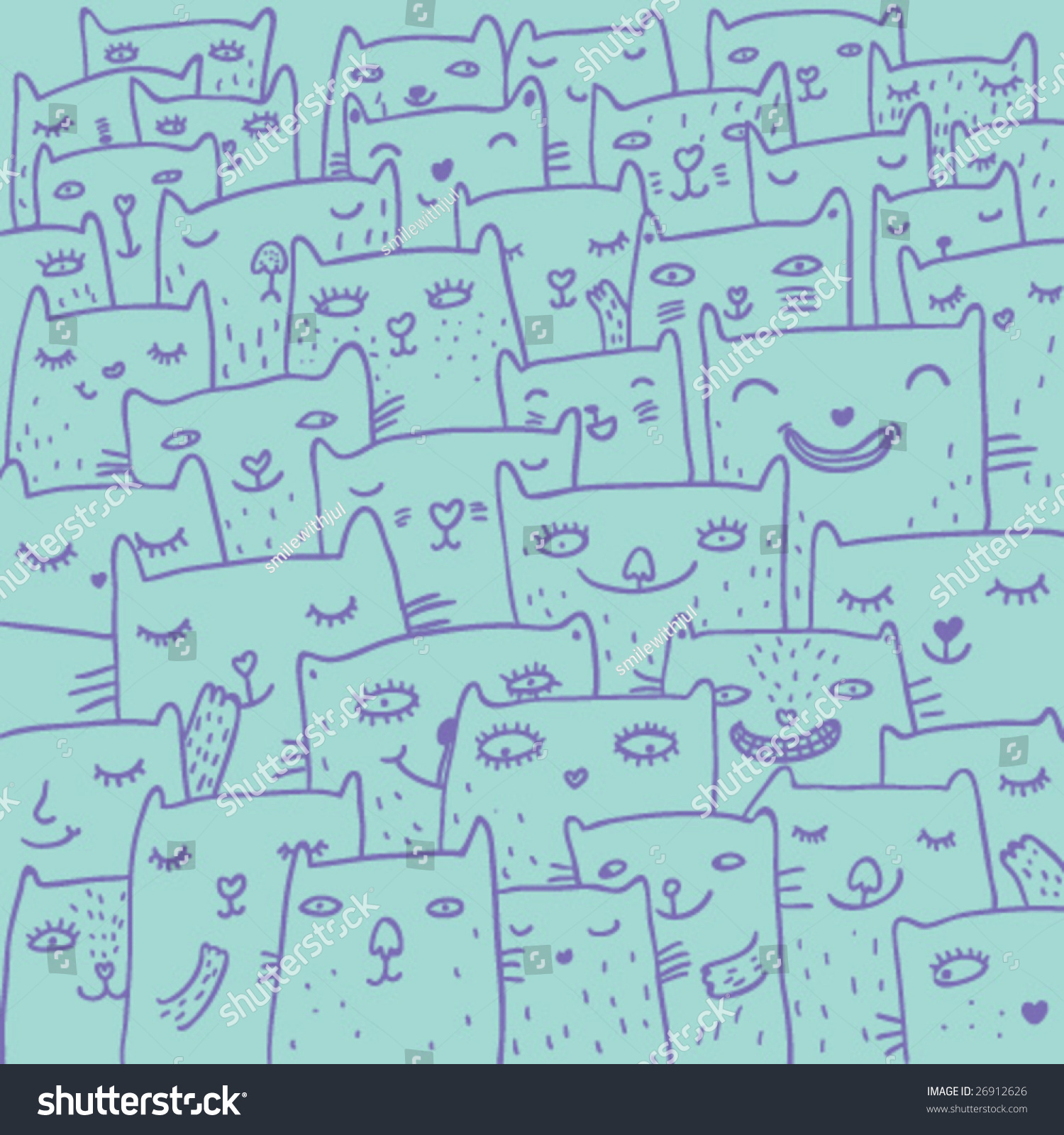 Cartoon Cats Background Vector Stock Vector (Royalty Free) 26912626 ...