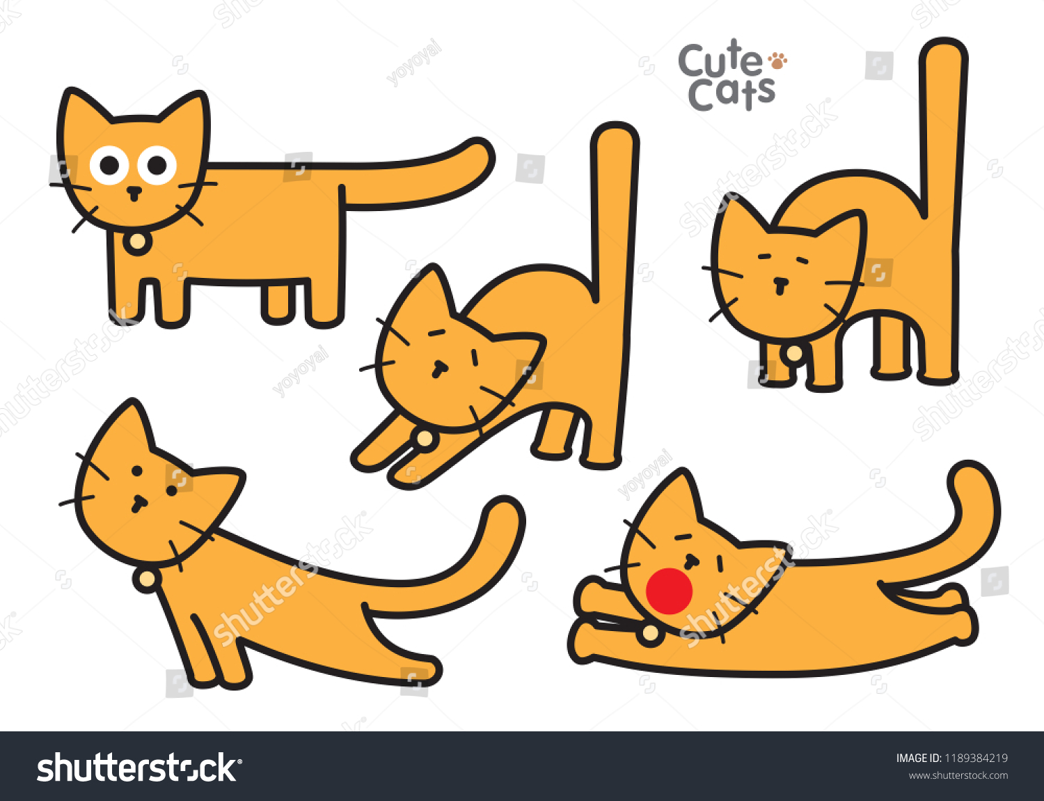 Cartoon Cats Flat Style Vector Stock Vector (Royalty Free) 1189384219 ...