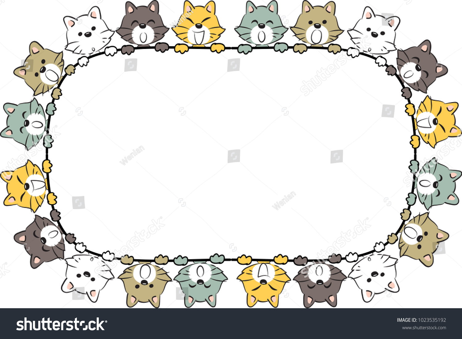 Cartoon Cats Border Stock Vector (Royalty Free) 1023535192 | Shutterstock