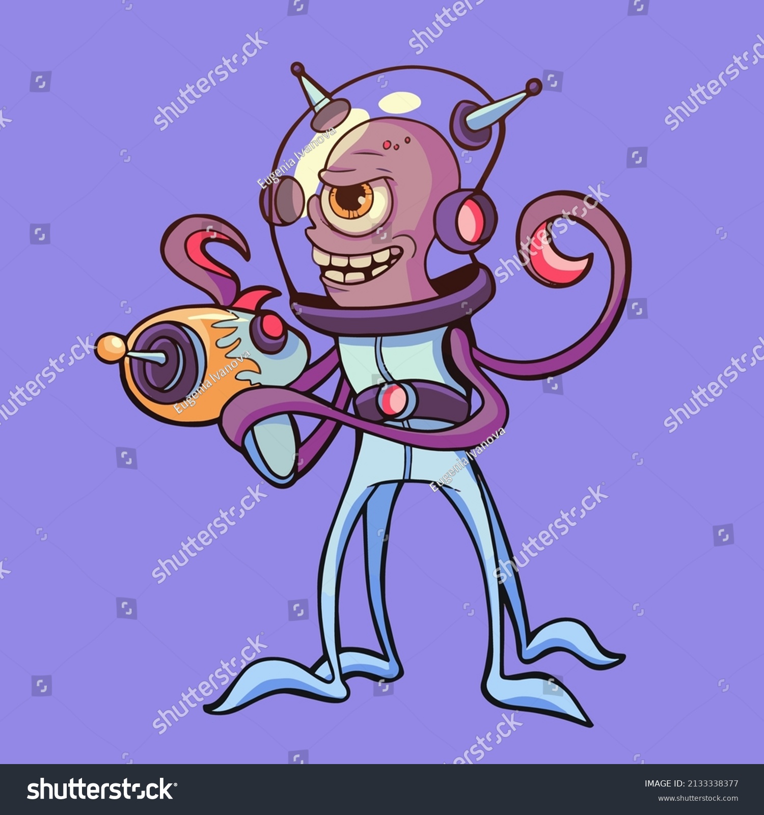 Cartoon Character Alien Blaster Stock Vector (Royalty Free) 2133338377