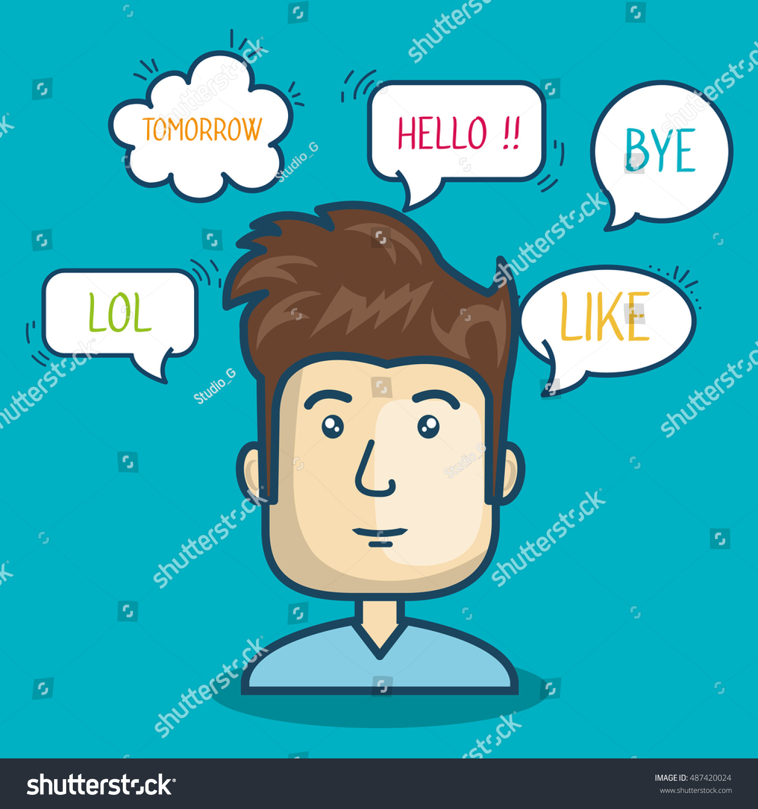 Cartoon Character Bubble Speech Talk Graphic Stock Vector (Royalty Free ...