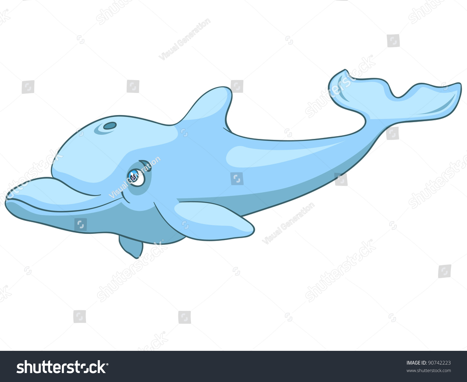 Cartoon Character Dolphin Isolated On White Stock Vector (Royalty Free ...