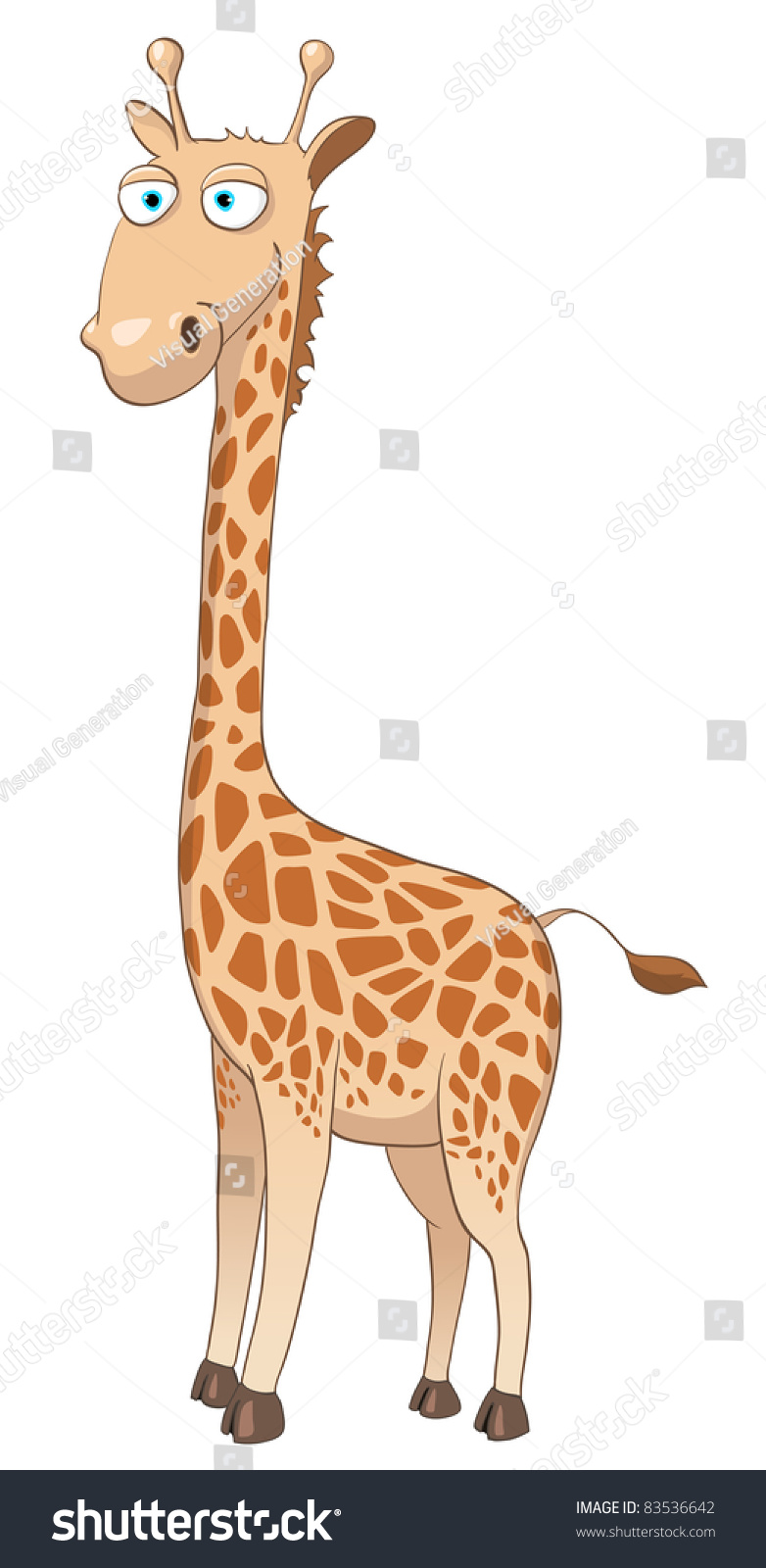 Cartoon Character Giraffe Isolated On White Stock Vector (Royalty Free ...