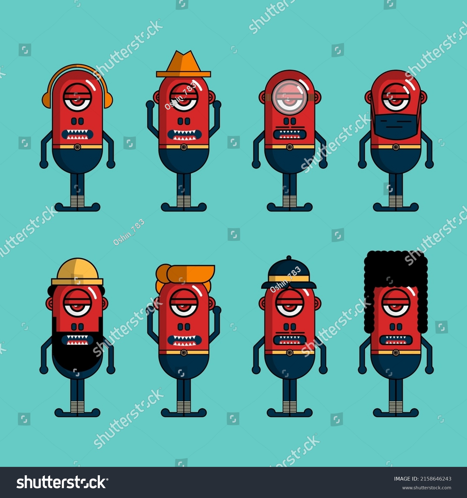 Cartoon Character Difference Face Flat Style Stock Vector (Royalty Free ...