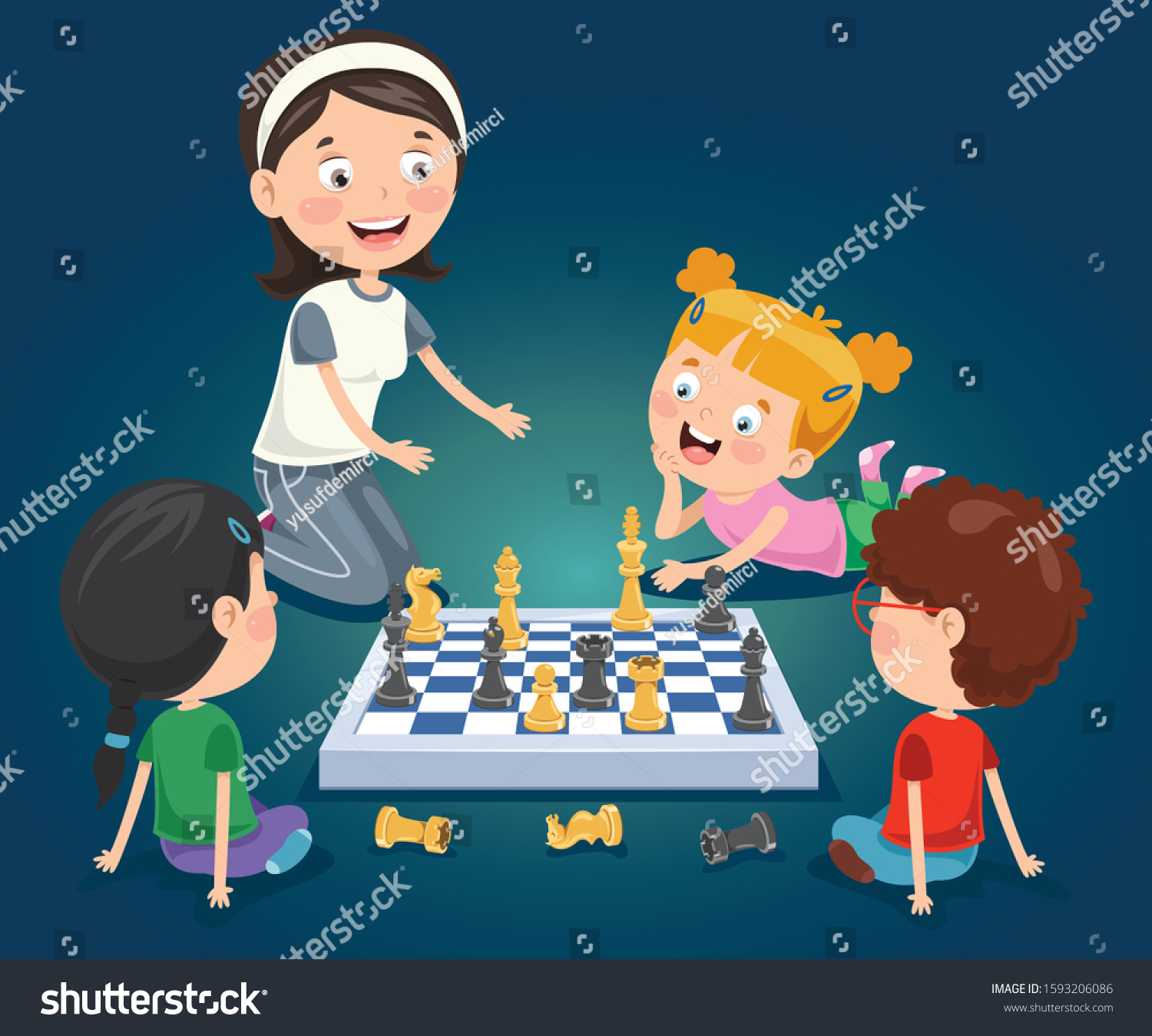 Cartoon Character Playing Chess Game Stock Vector (Royalty Free ...