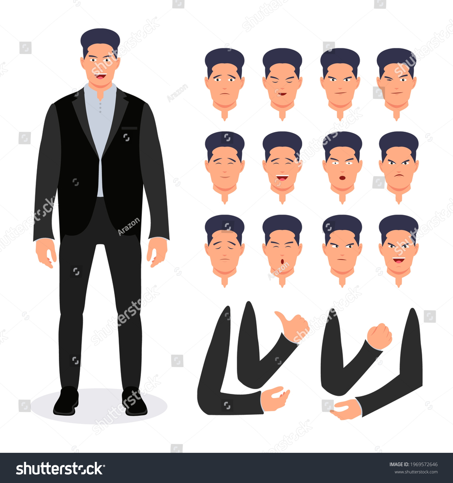 Cartoon Character Set Animation Vector Design Stock Vector (Royalty ...