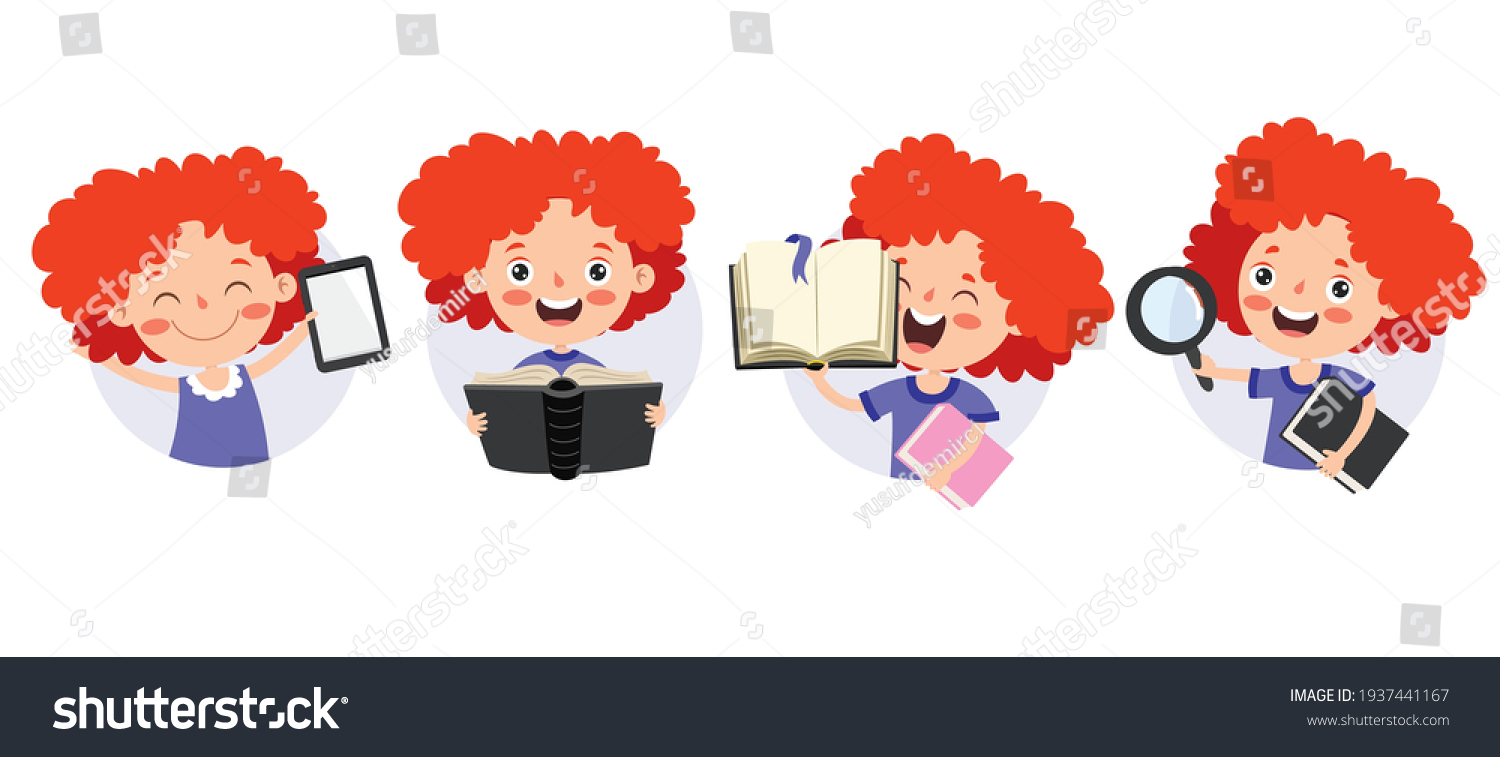 Cartoon Character Studying Learning Stock Vector (Royalty Free ...