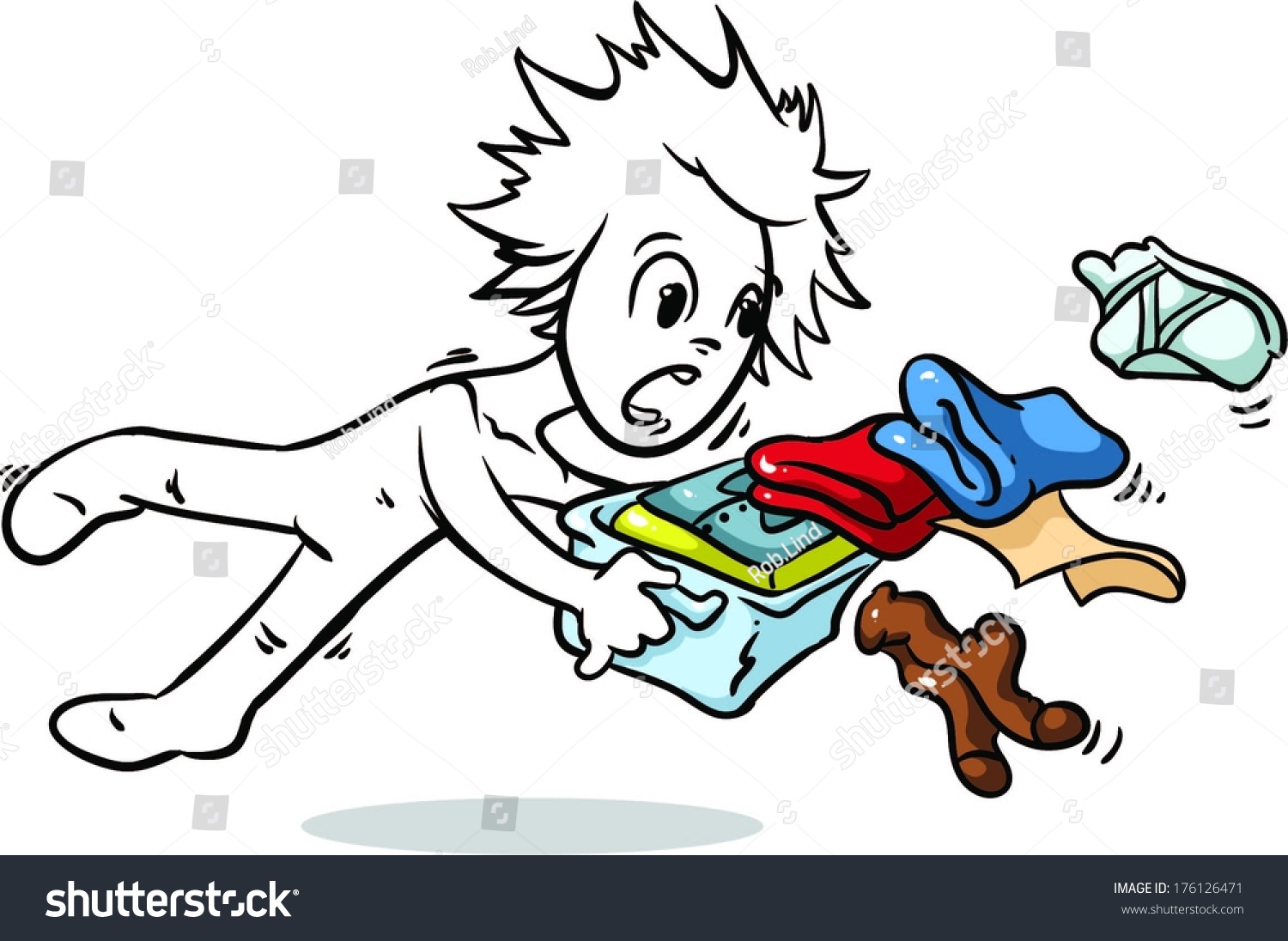 Cartoon Character Tripping While Carrying Folded Stock Vector (Royalty ...