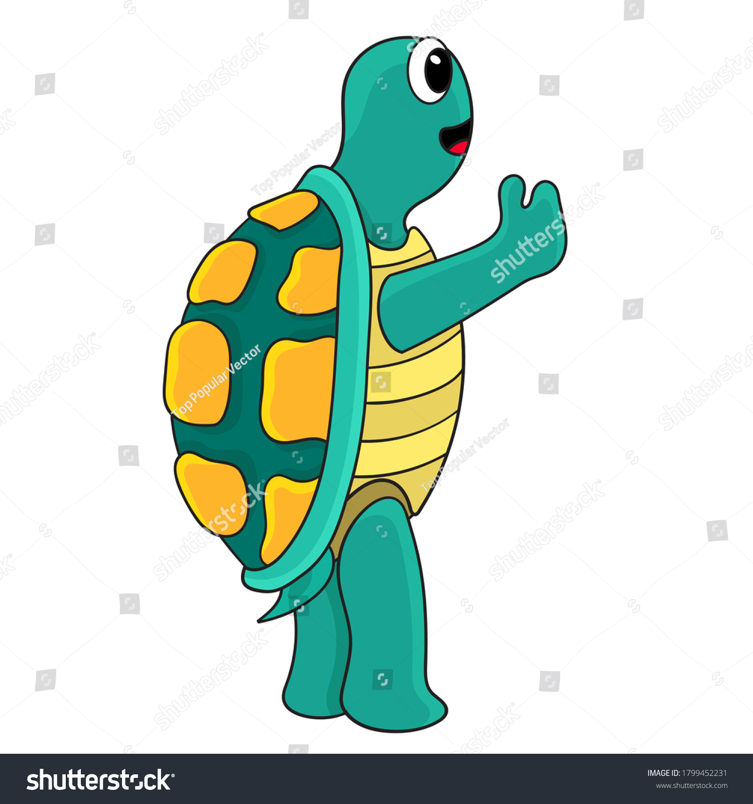 Cartoon Character Turtle Standing Vector Illustration: เวกเตอร์สต็อก ...