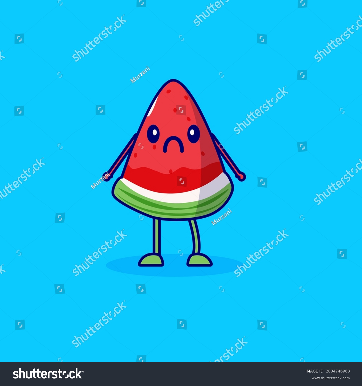 Cartoon Character Watermelon Sad Expression Stock Vector (Royalty Free ...