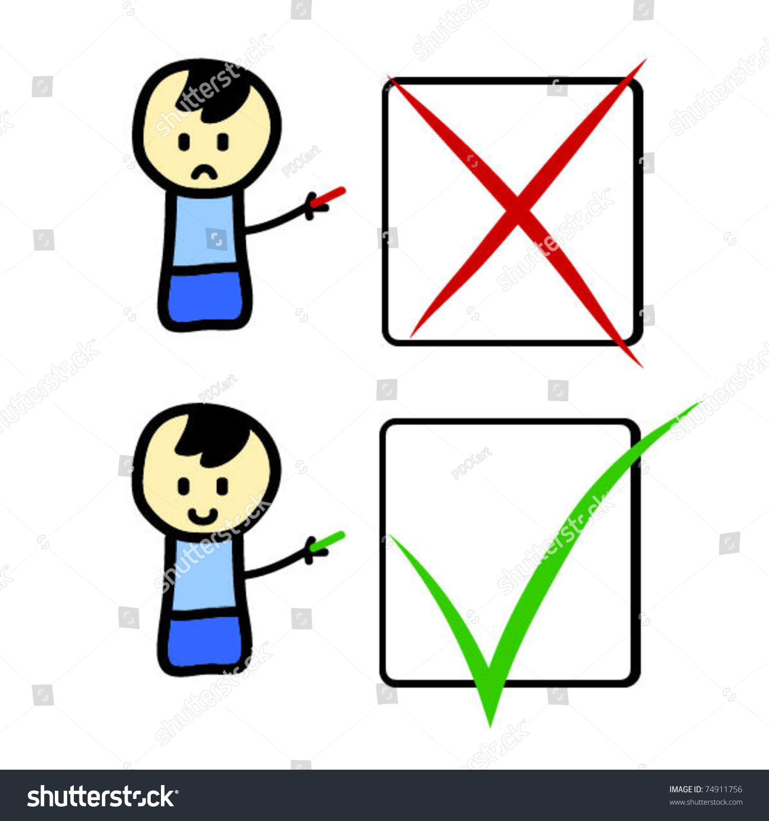 Cartoon Character Check Boxes Stock Vector (Royalty Free) 74911756