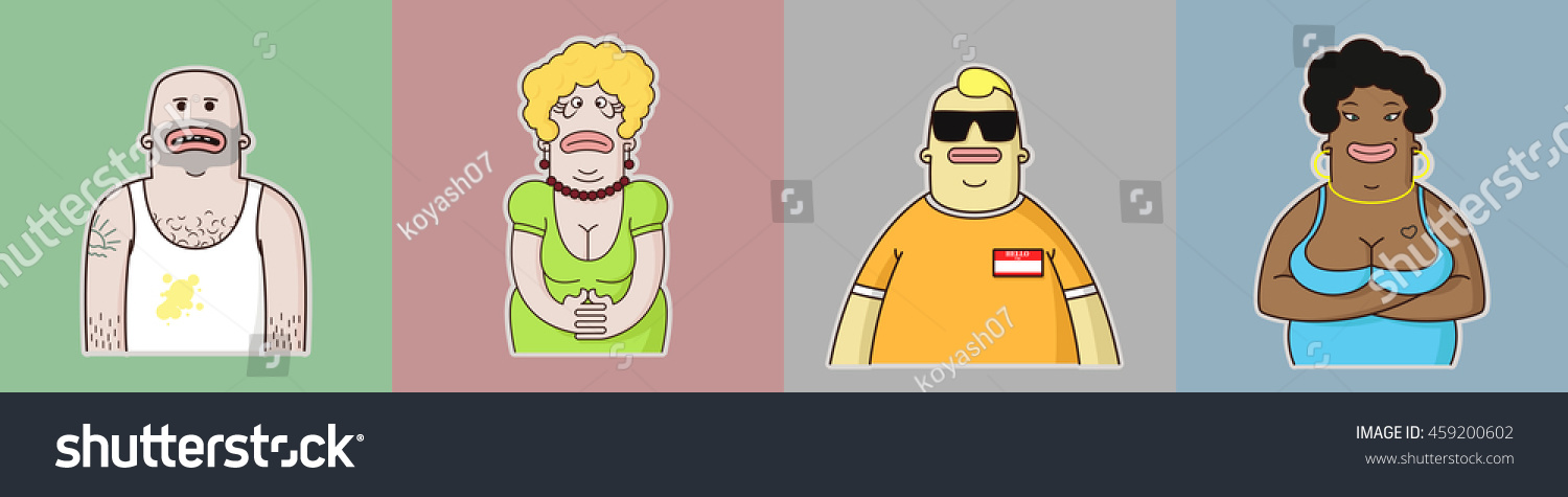Cartoon Characters Comics Fun Heroes Set Stock Vector (Royalty Free ...