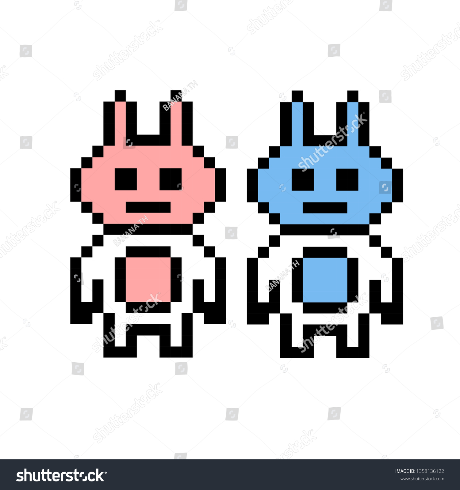 Cartoon Characters Pixel Art: vetor stock (livre de direitos ...