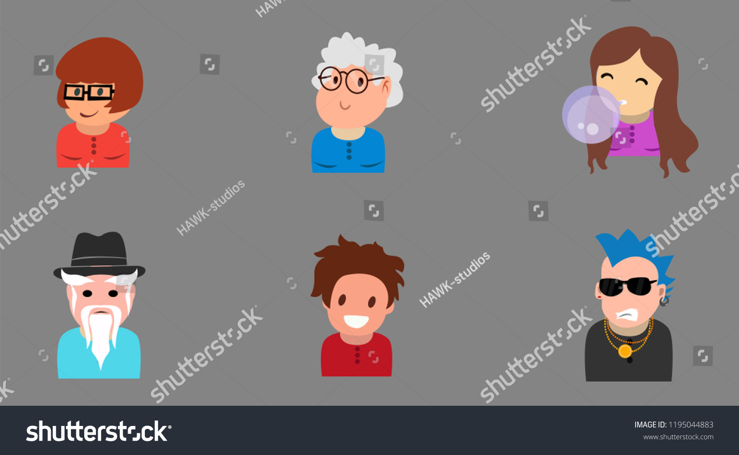 Vektor Stok Cartoon Characters All Ages Vector Illustrations (Tanpa ...