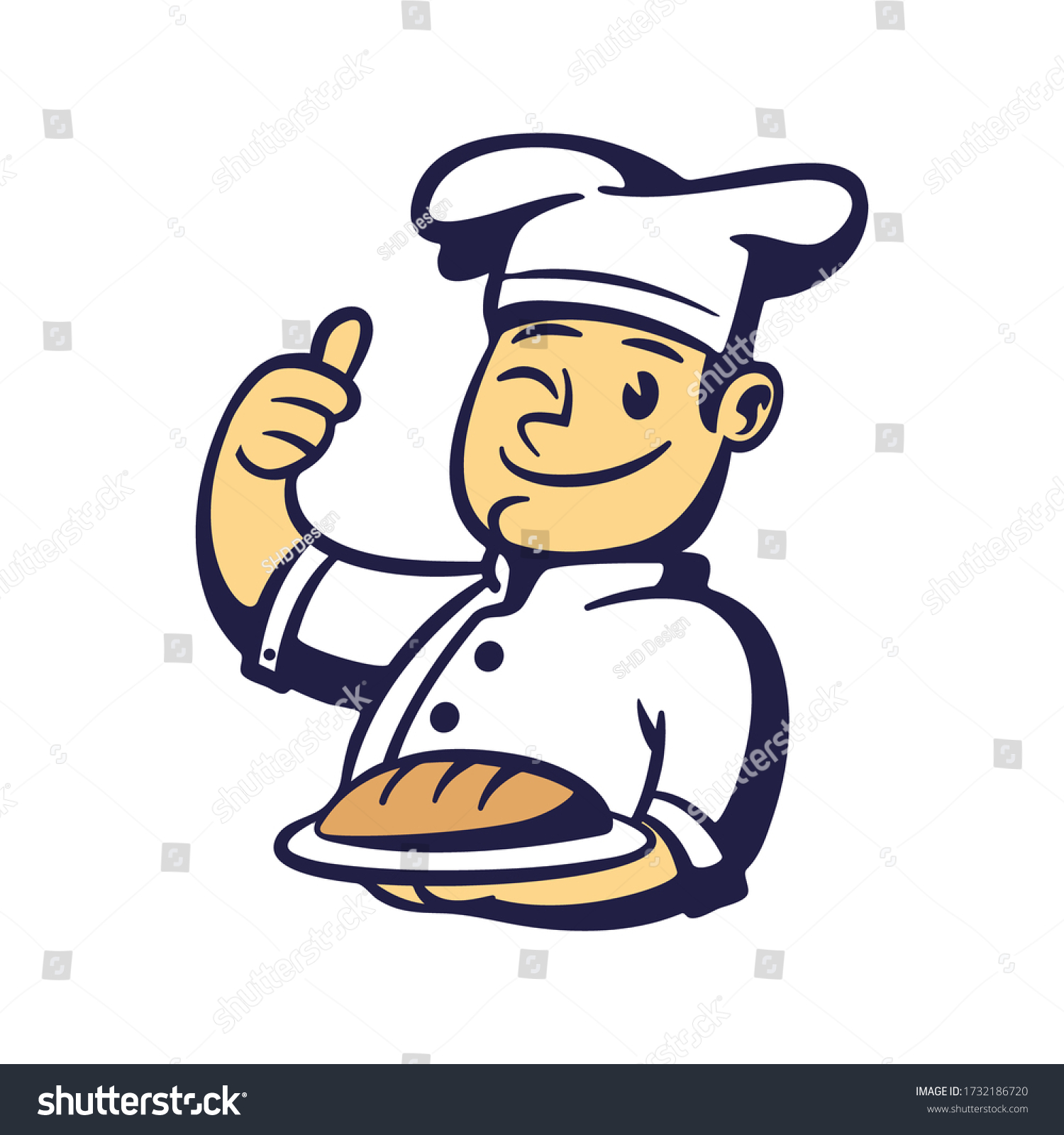 Cartoon Chef Bread Mascot Logo Stock Vector (Royalty Free) 1732186720