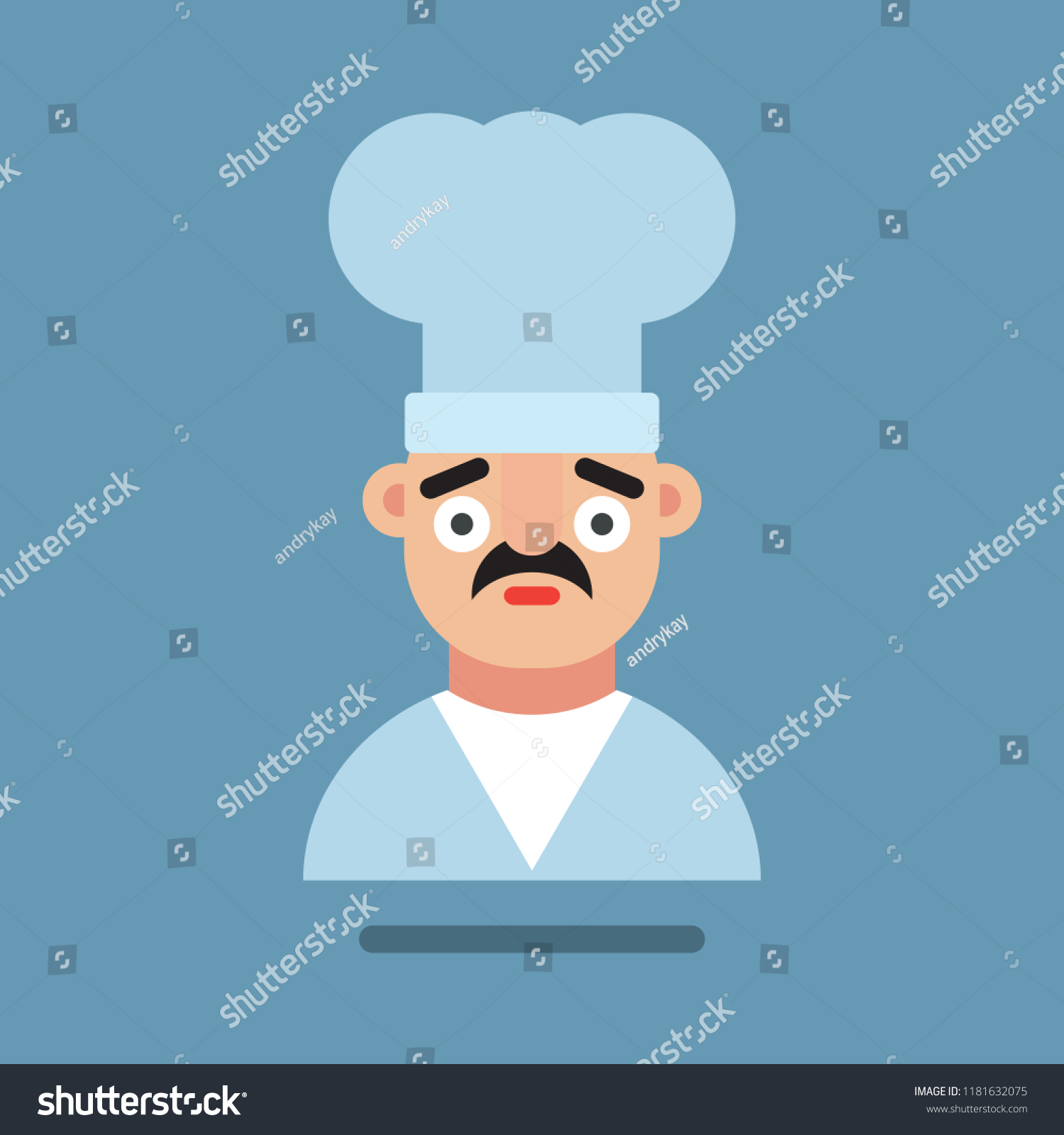 Cartoon Chef Face Flat Vector Illustration Stock Vector (Royalty Free ...