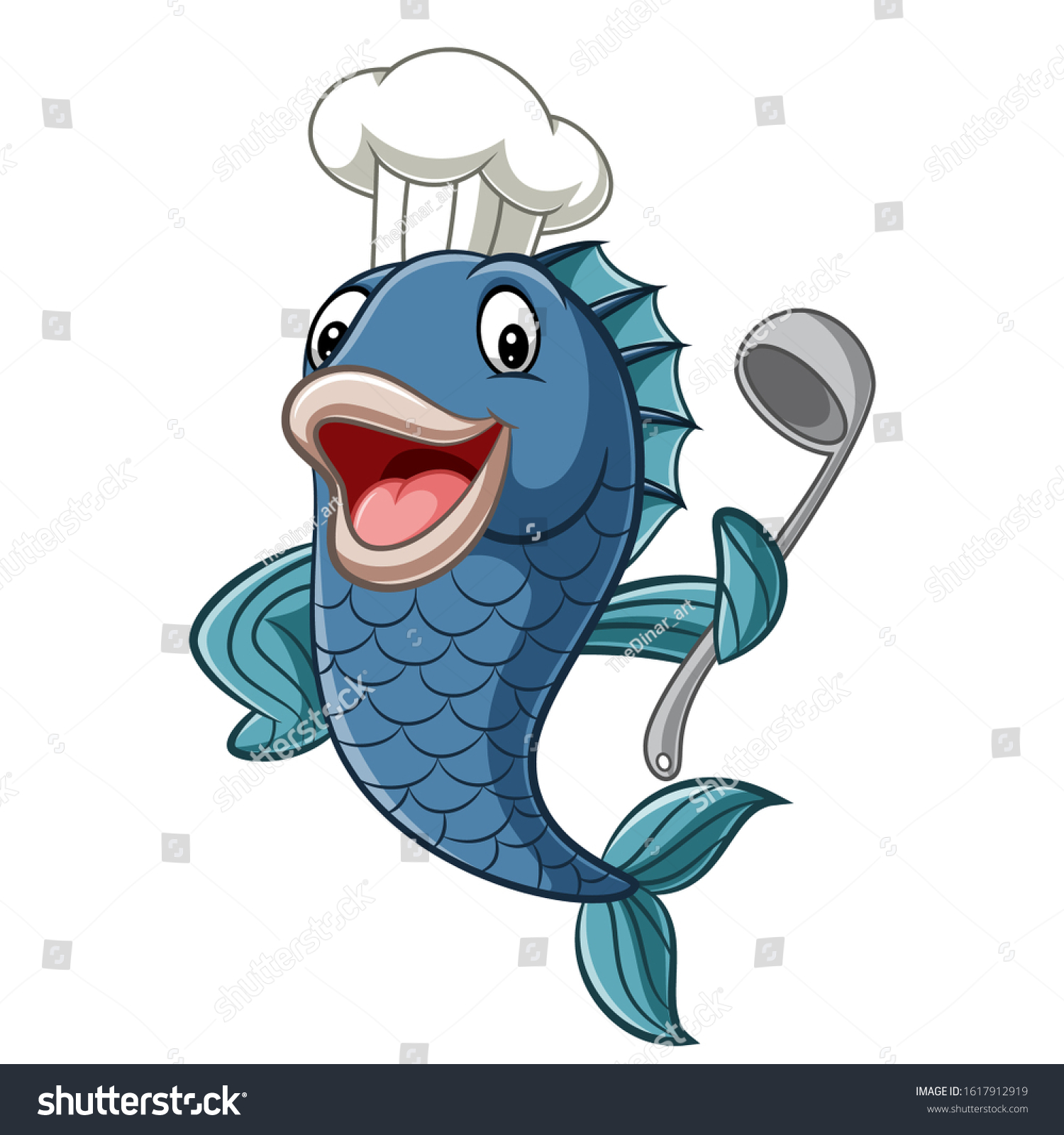 Cartoon Chef Fish Holding Soup Ladle Stock Vector (Royalty Free) 1617912919 Cartoon Chef Fish Holding Soup Ladle Stock Vector (Royalty Free) 1617912919