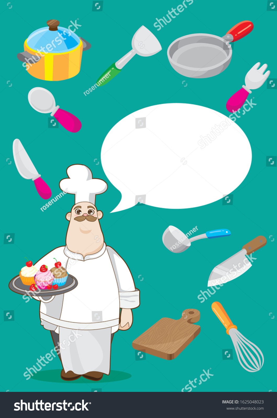 Cartoon Chef Bubble Talk Vector Stock Vector (Royalty Free) 1625048023