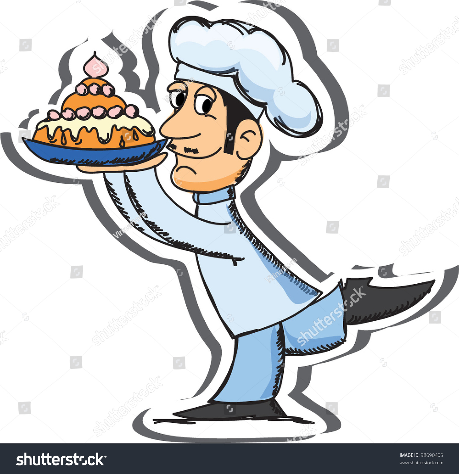 Cartoon Chef Cake Stock Vector (Royalty Free) 98690405 | Shutterstock