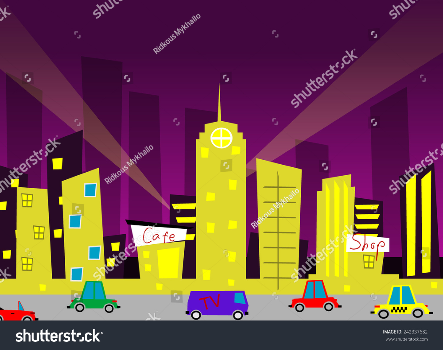 Cartoon City Vector Eps 10 Stock Vector (Royalty Free) 242337682