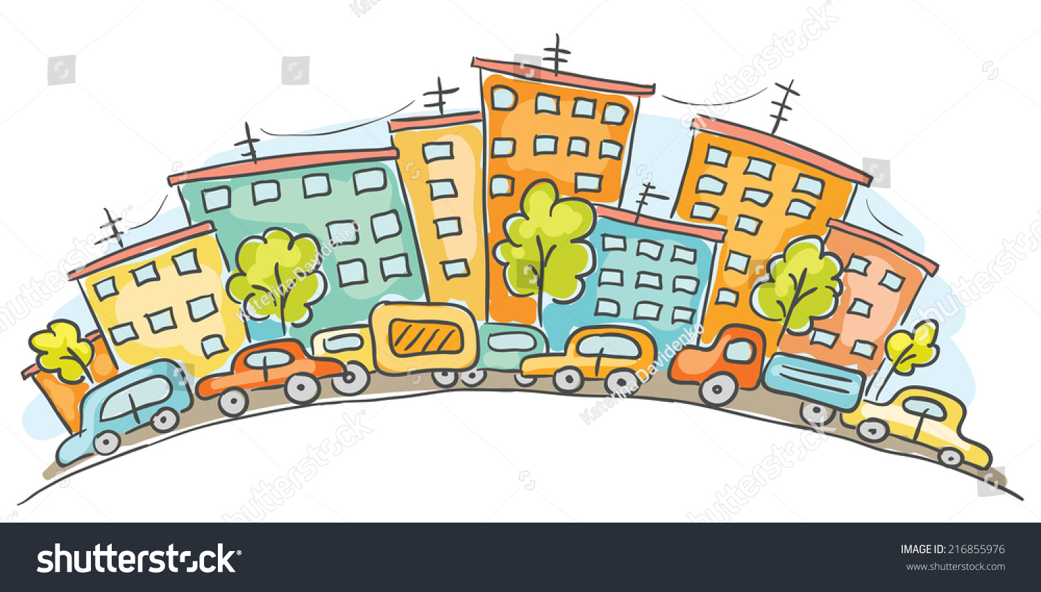 Cartoon Cityscape 스톡 벡터(로열티 프리) 216855976 | Shutterstock