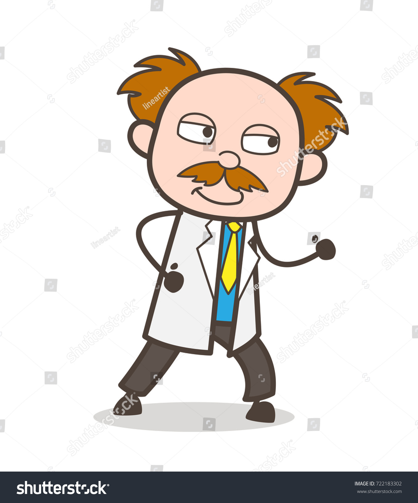Cartoon Clever Scientist Running Pose Vector Stock Vector (Royalty Free ...