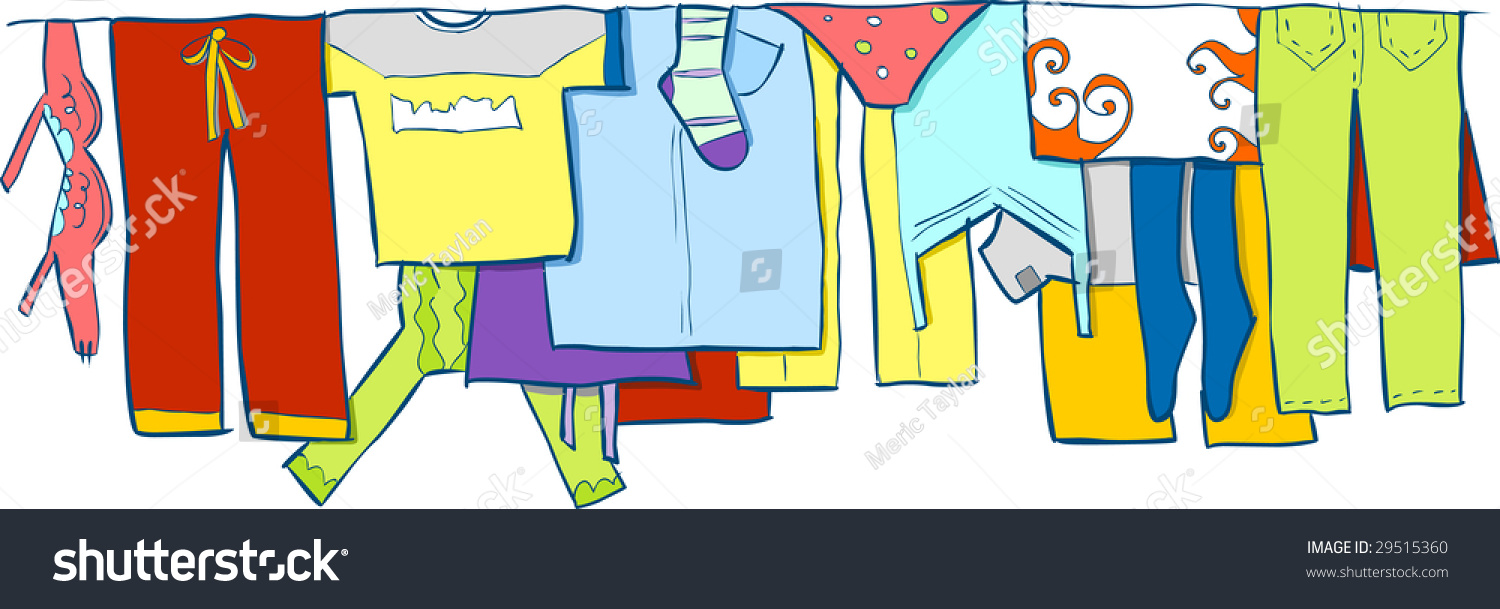 Cartoon Clothes Hanging On Rack Stock Vector (Royalty Free) 29515360 ...