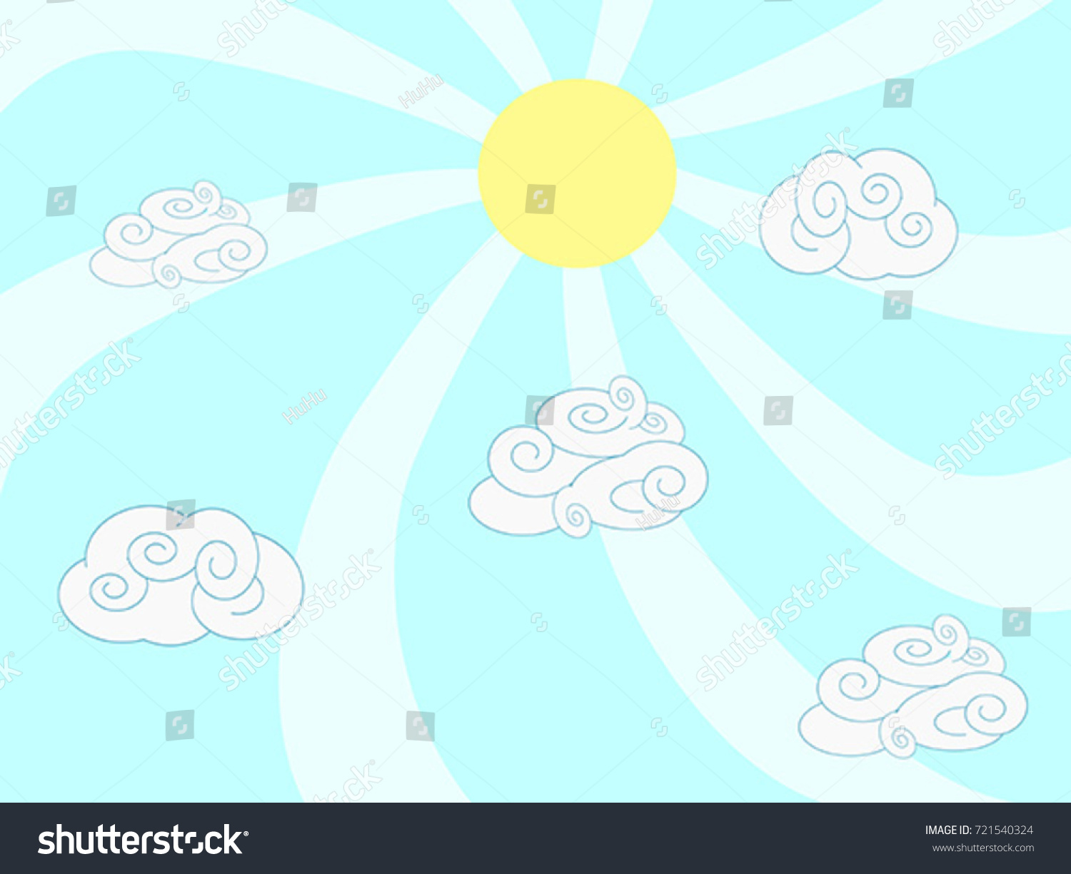 Cartoon Clouds Sun Background Stock Vector (Royalty Free) 721540324