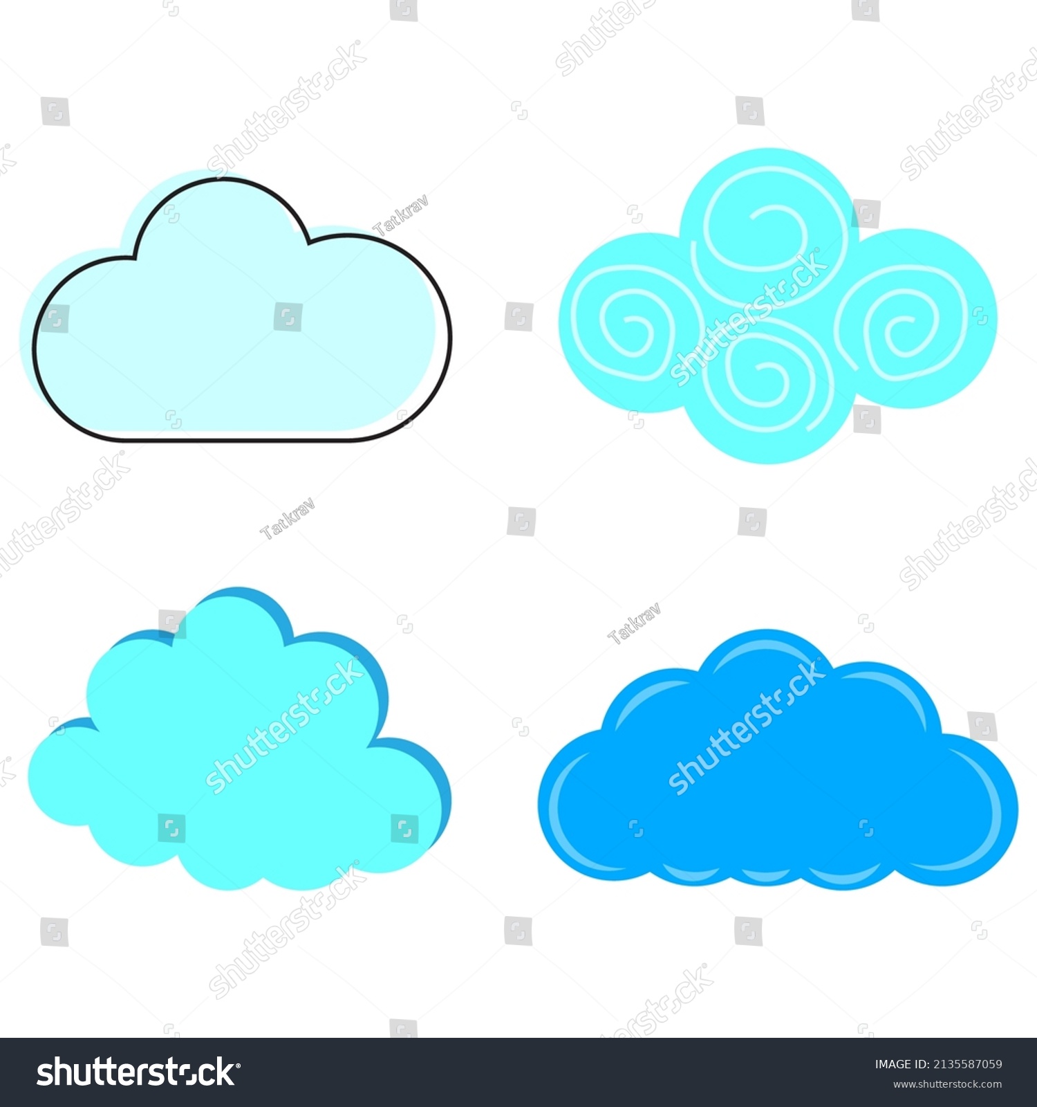 Cartoon Clouds Cloud Network Cloud Technology Stock Vector (Royalty ...