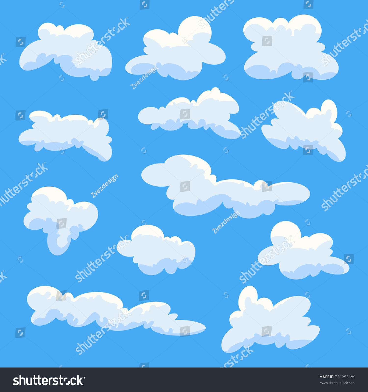 Cartoon Clouds Collection Vector Illustration: เวกเตอร์สต็อก (ปลอดค่า ...